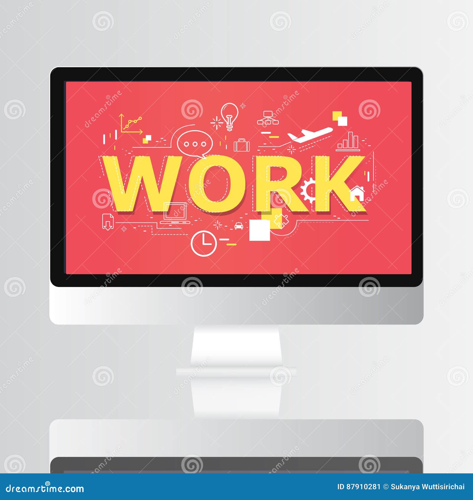 Work Graphic on Computer Screen Concept. Stock Illustration ...