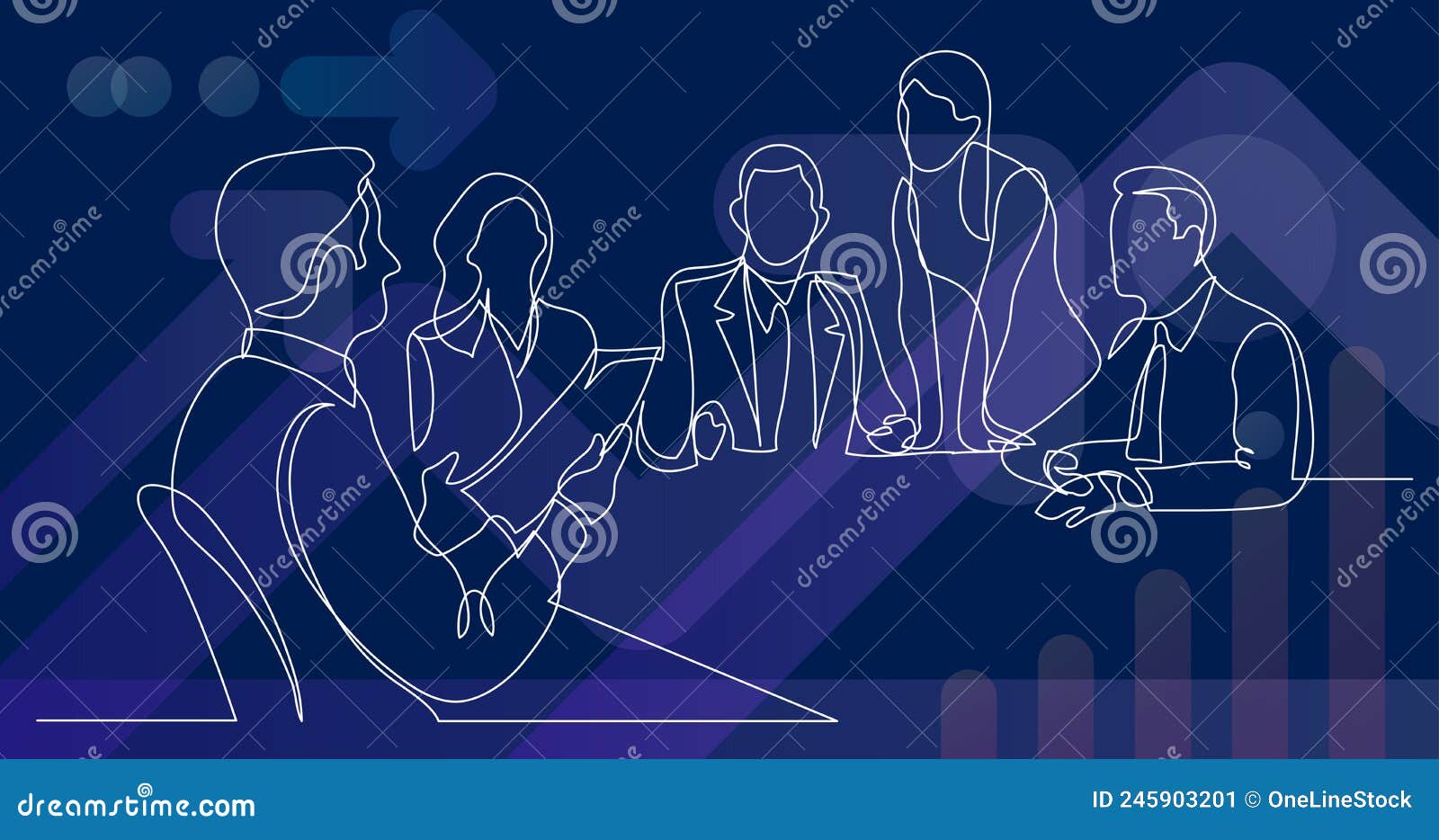 Work Group Talking during Business Meeting - One Line Drawing Stock ...