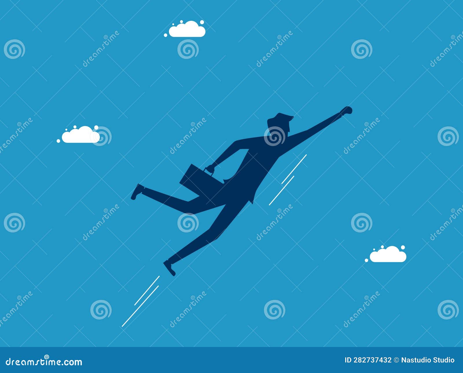 Work Grows. Man Flies Up in the Sky Stock Vector - Illustration of ...
