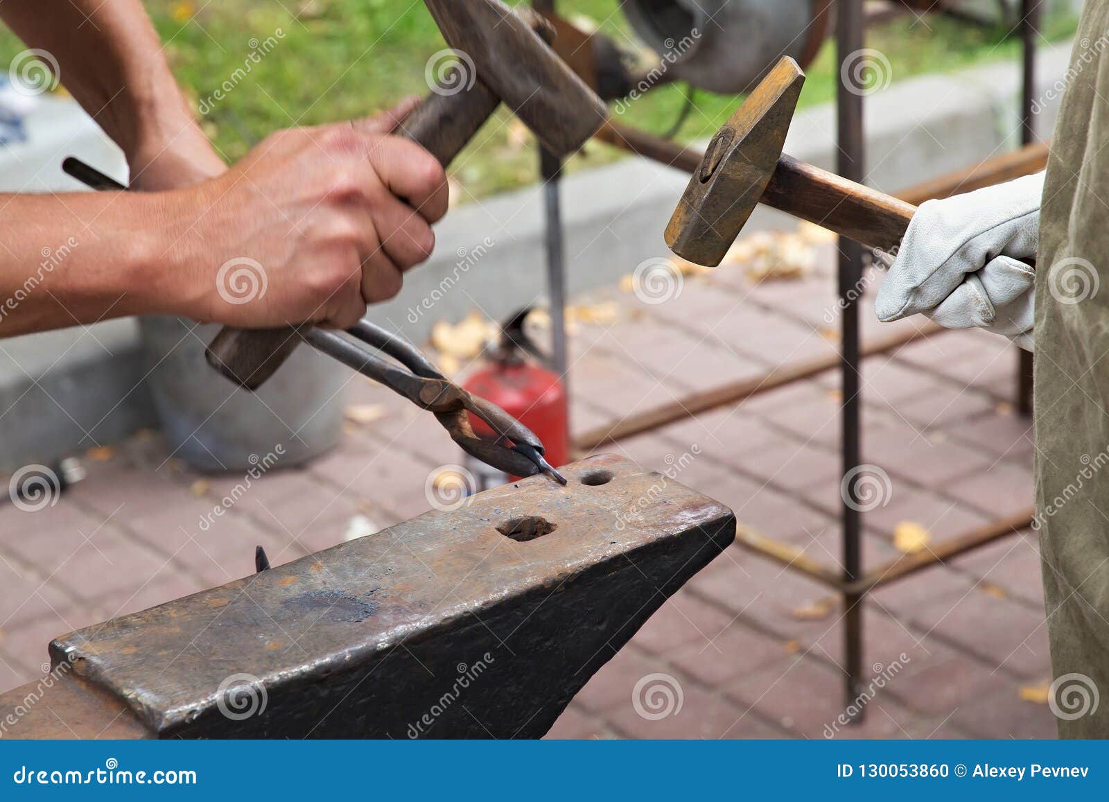 Work with Hammers on the Anvil. Stock Photo - Image of handwork ...