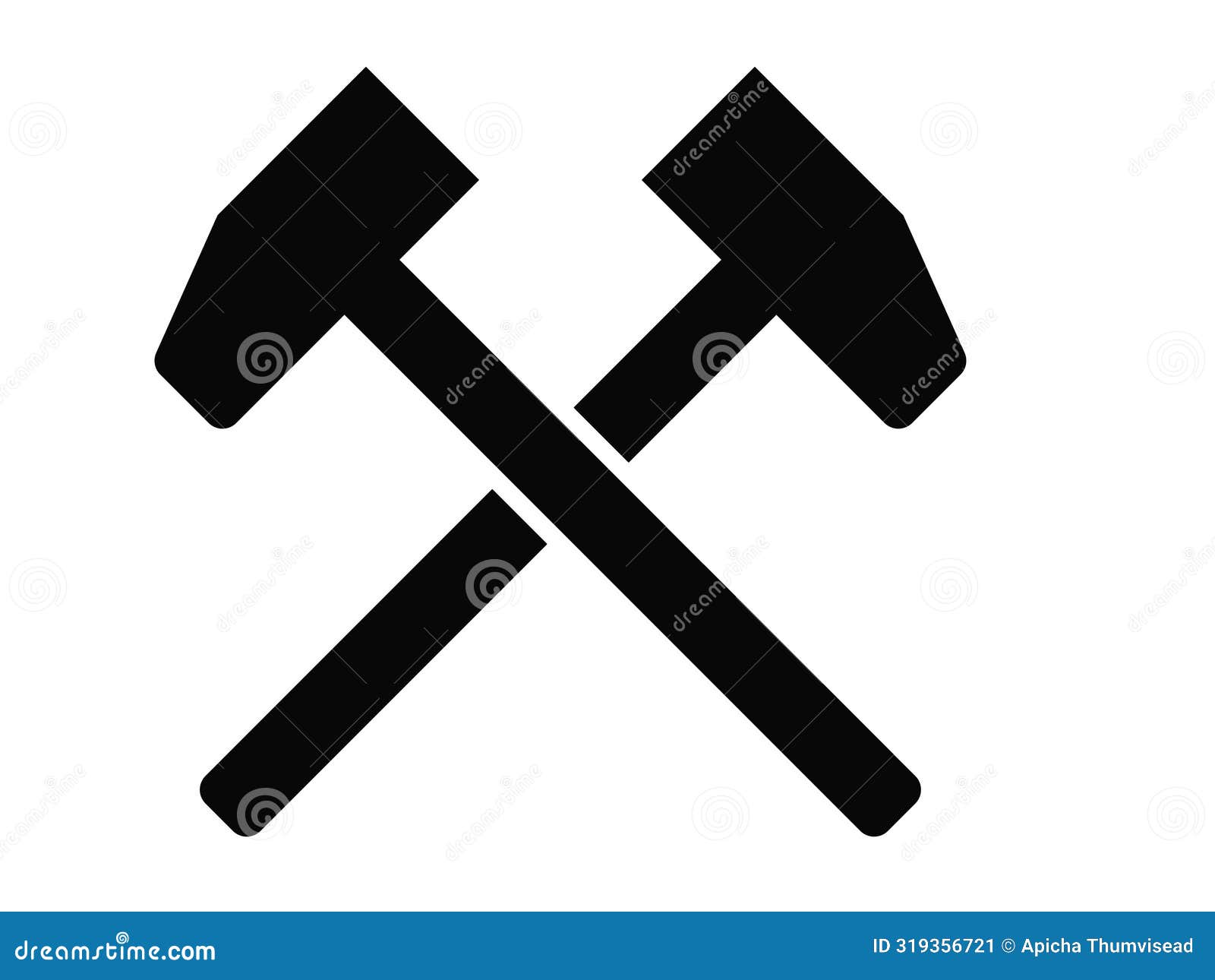 Work Hammers Vector Icon. Flat Black Symbol. Pictogram is Isolated on a ...