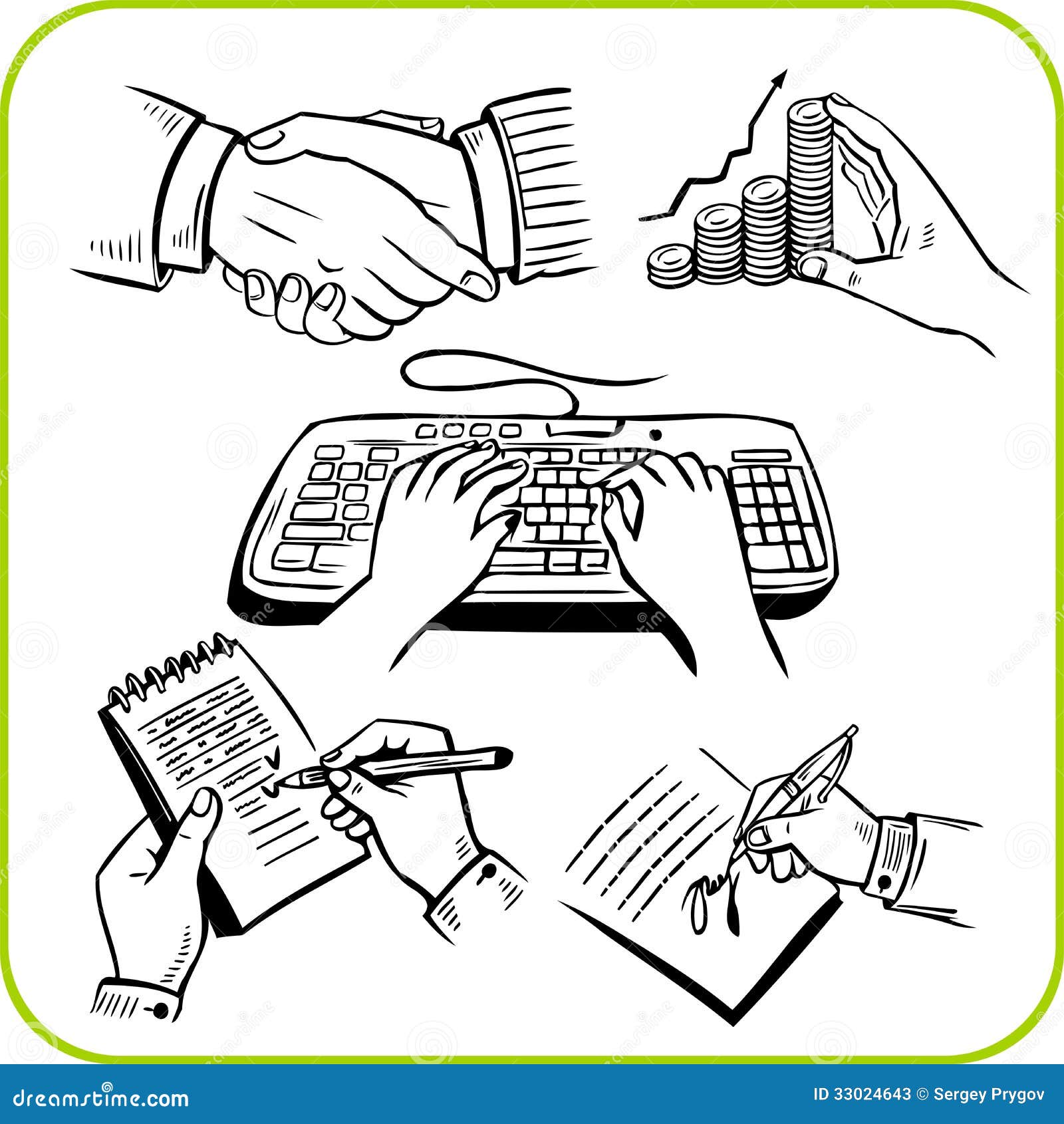 Work hands. Vector set. stock vector. Illustration of office - 33024643