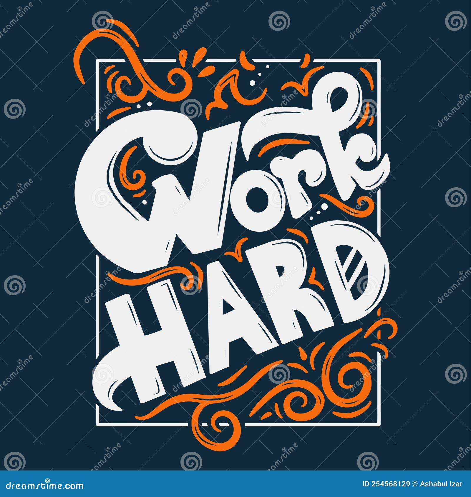 Work Hard stock vector. Illustration of calligraphy - 254568129