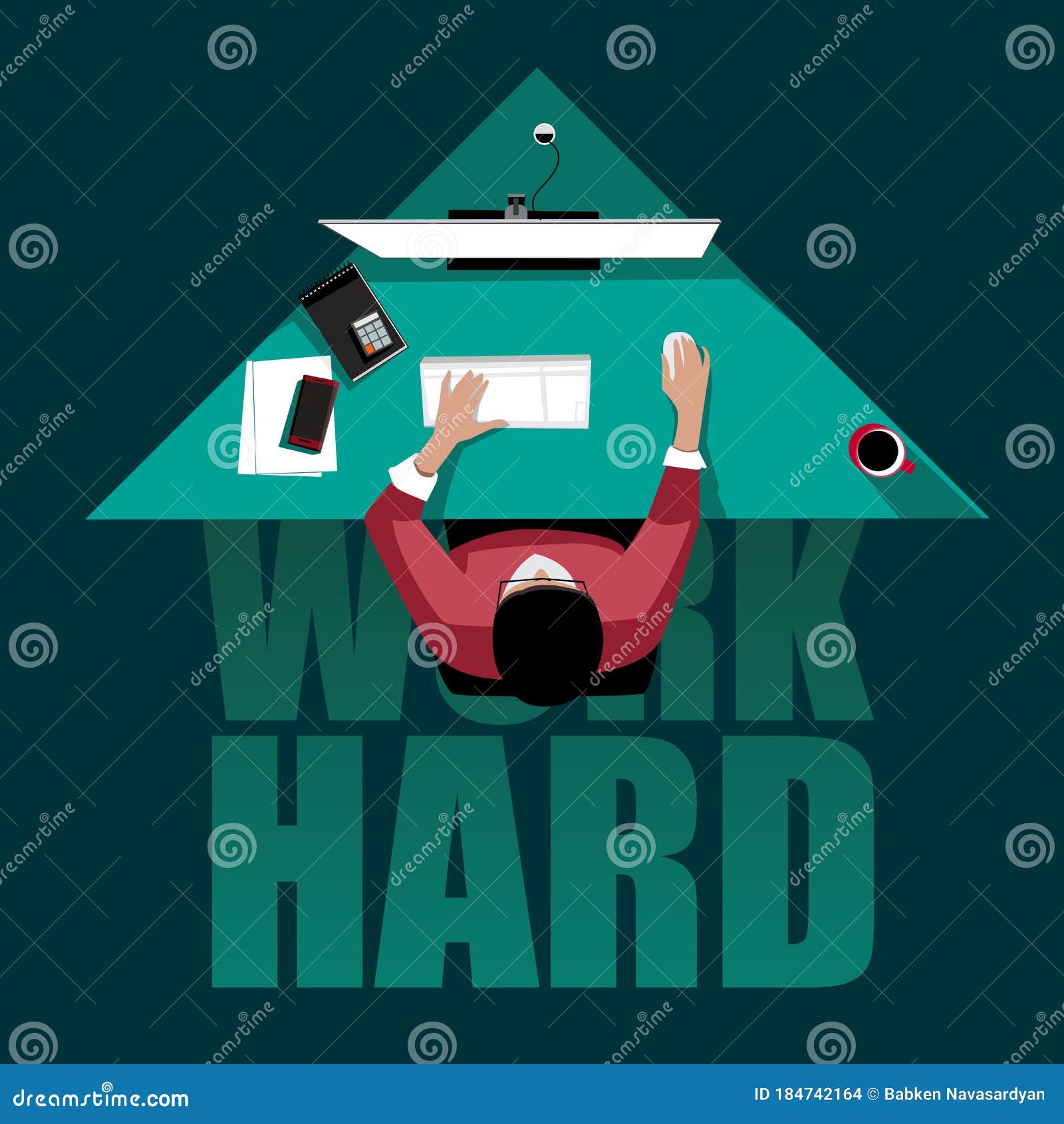 Work Hard Concept: Freelancer Working at the Computer Till Night Stock ...