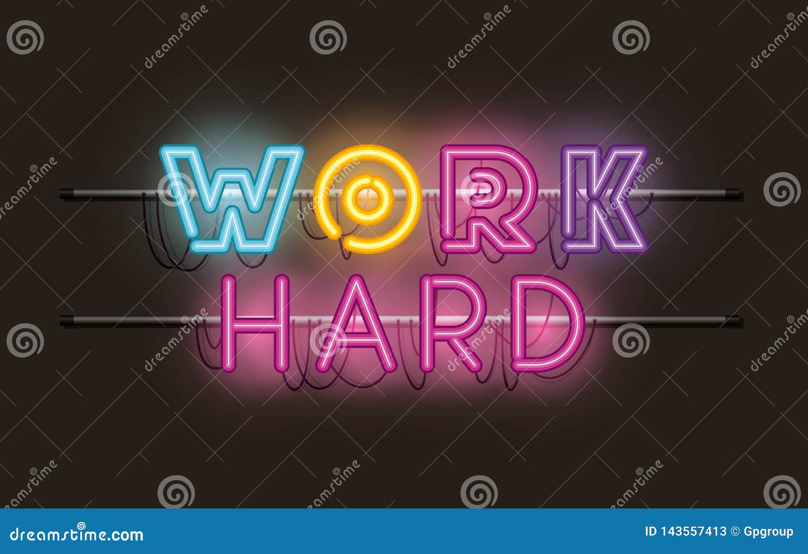 Work Hard Fonts Neon Lights Stock Vector - Illustration of ...