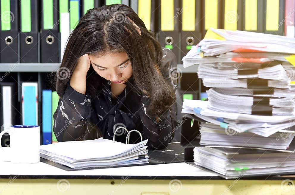 Work Hard, Lot of Work, Stacks of Document Paper and Files Folder on ...