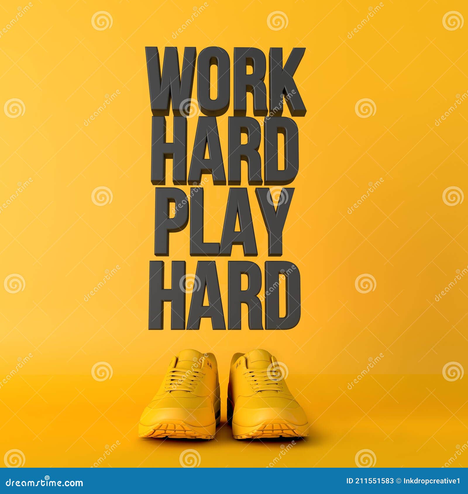 Work Hard Play Hard Motivational Workout Fitness Phrase 3d Rendering
