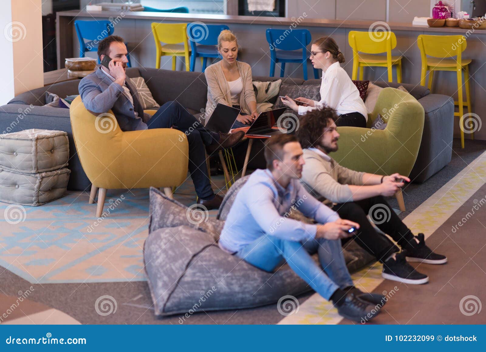 Startup Office Workers Playing Computer Games Stock Image - Image of ...