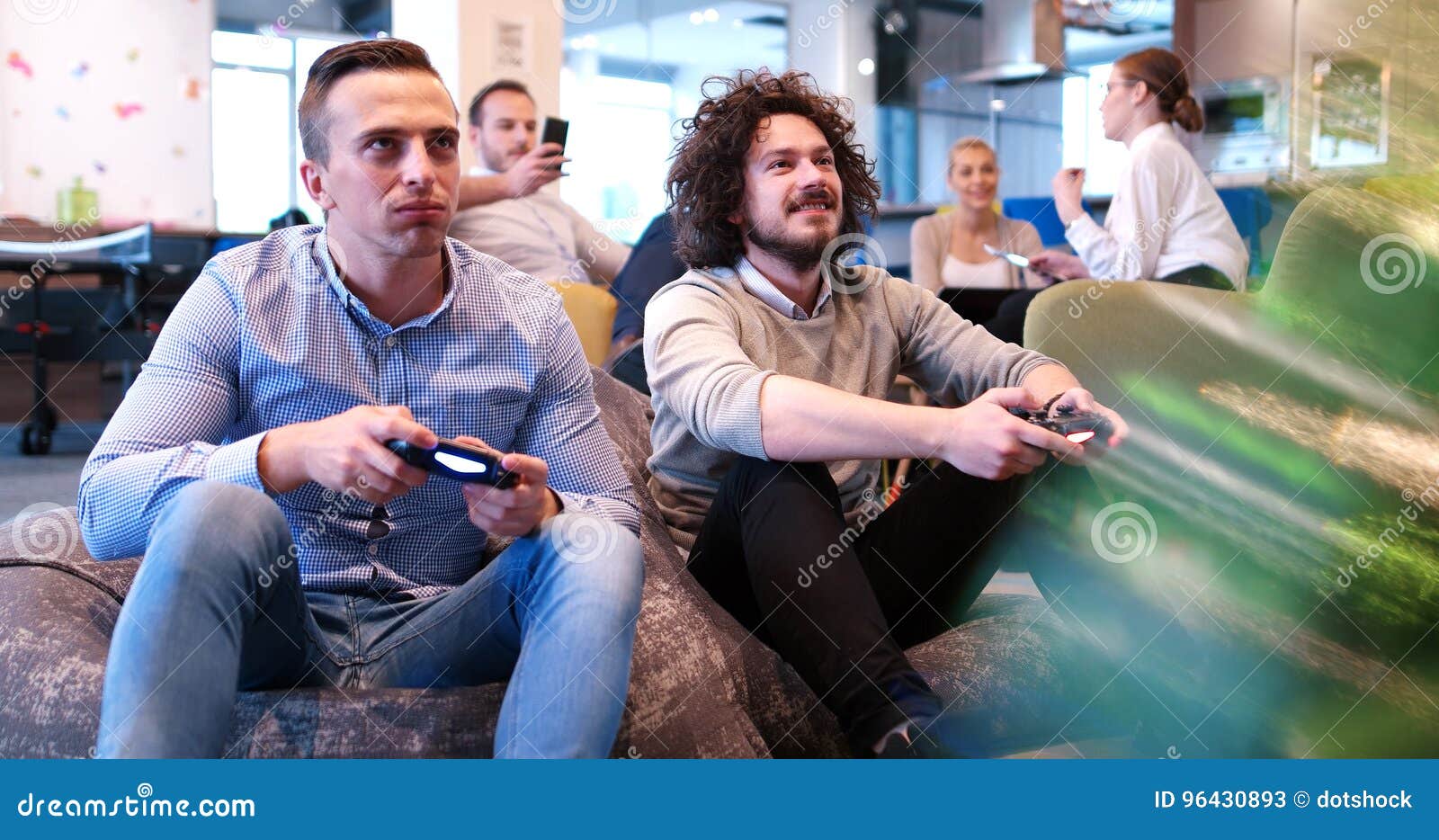 Office Workers Playing Computer Games Stock Image - Image of expression ...