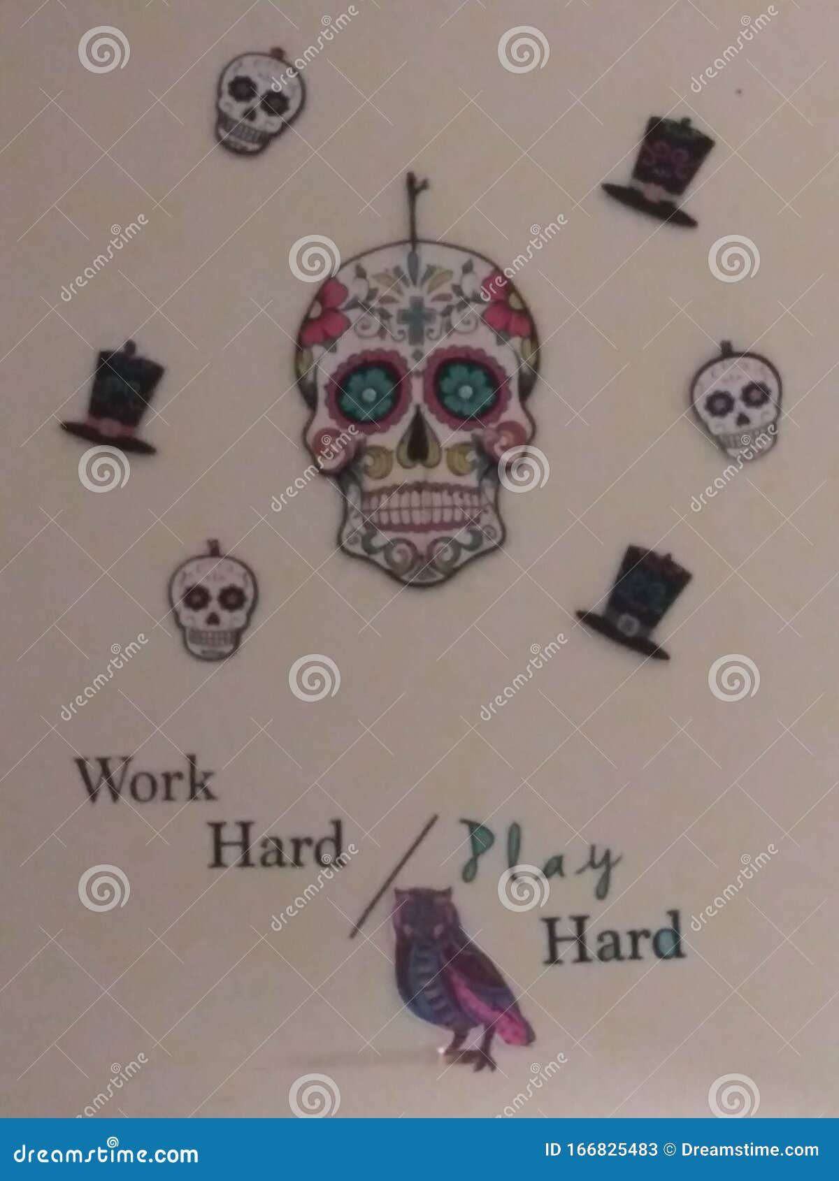 Work hard play hard skull stock image. Image of skull - 166825483