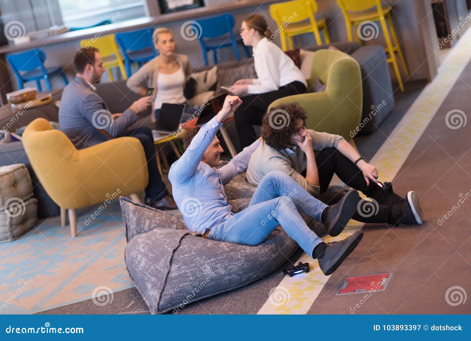 Startup Office Workers Playing Computer Games Stock Image - Image of ...