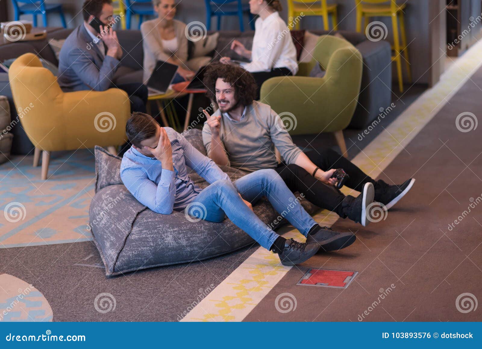 Startup Office Workers Playing Computer Games Stock Photo - Image of ...