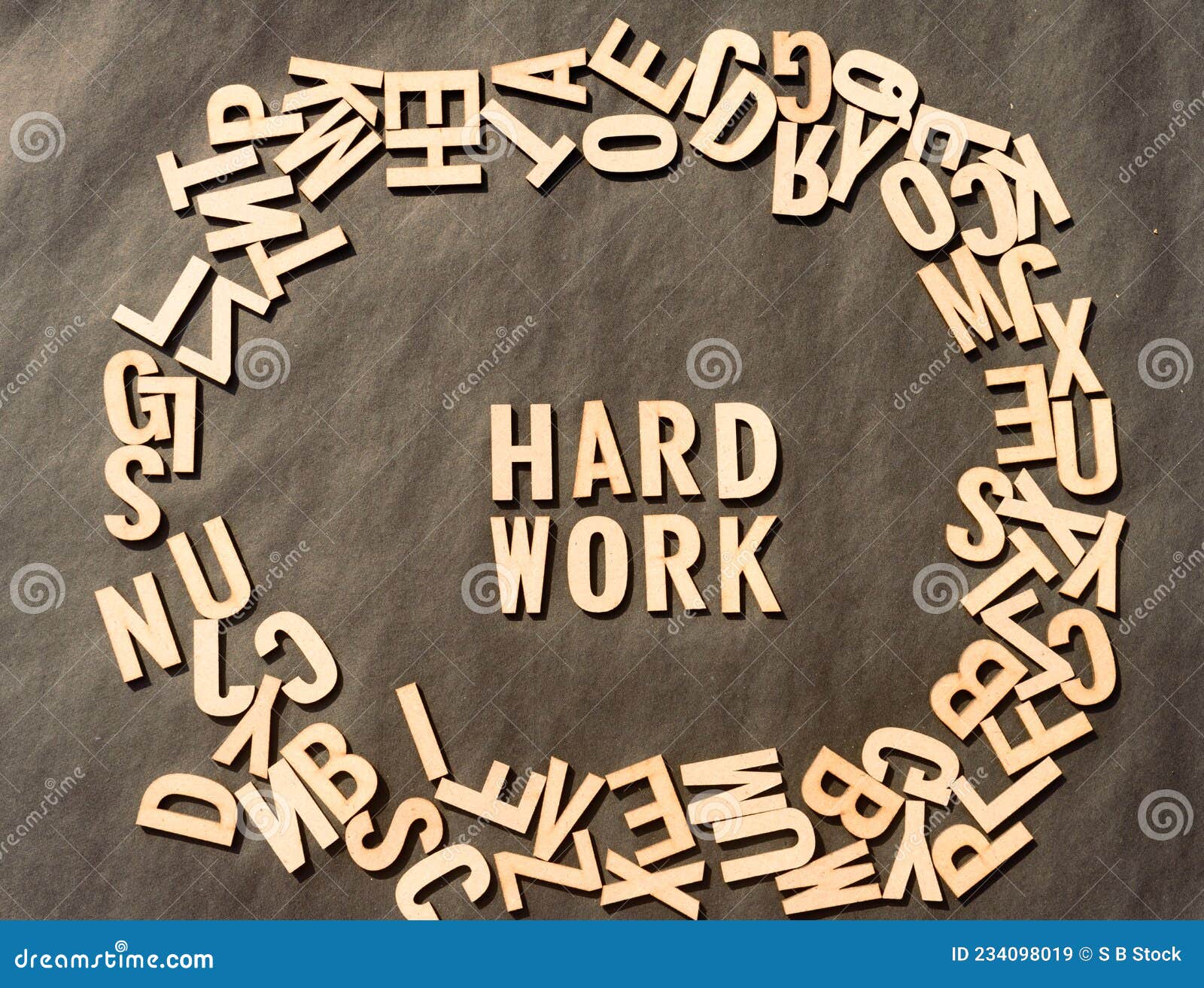 Work Hard Word in Wooden Cube Alphabet Letters Top View on a Rustic ...