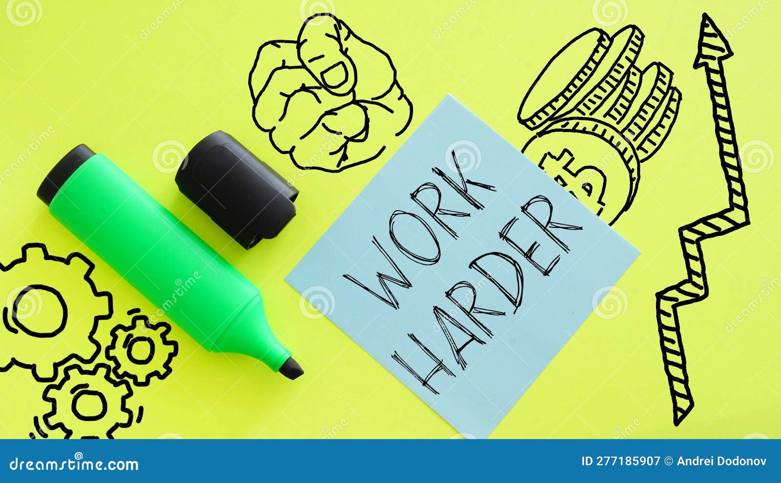 Work Harder is Shown Using the Text Stock Image - Image of professional ...