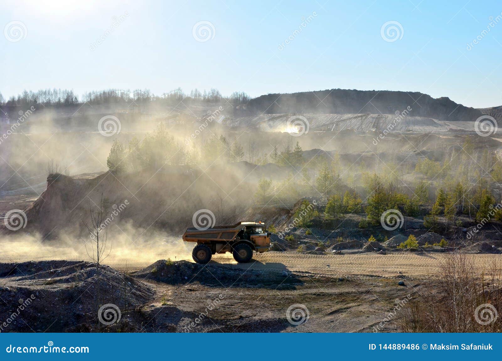 Work of Heavy Machinery and Mining Trucks for the Transport of Bulk ...