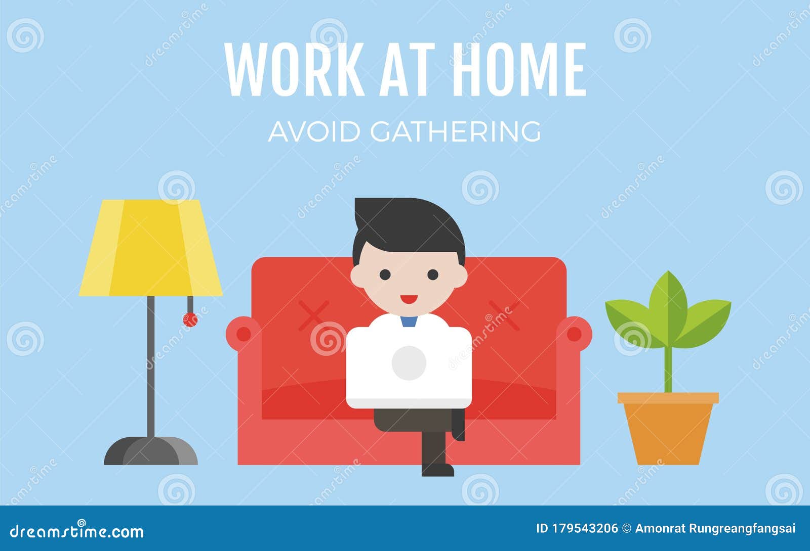 Work from Home, Avoid Gathering Vector Illustration Stock Vector ...