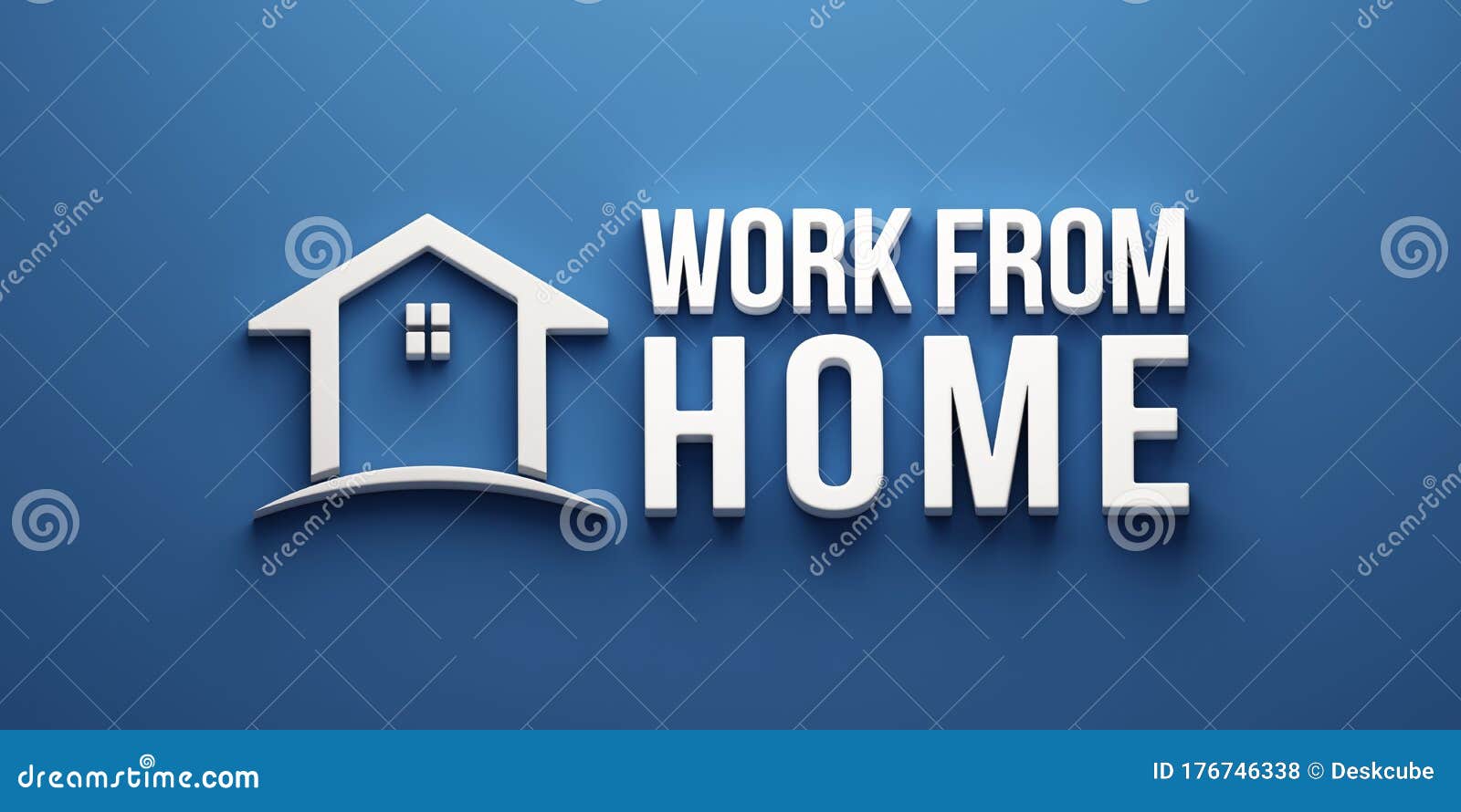 Work from Home Banner. 3D Render Illustration Stock Illustration ...