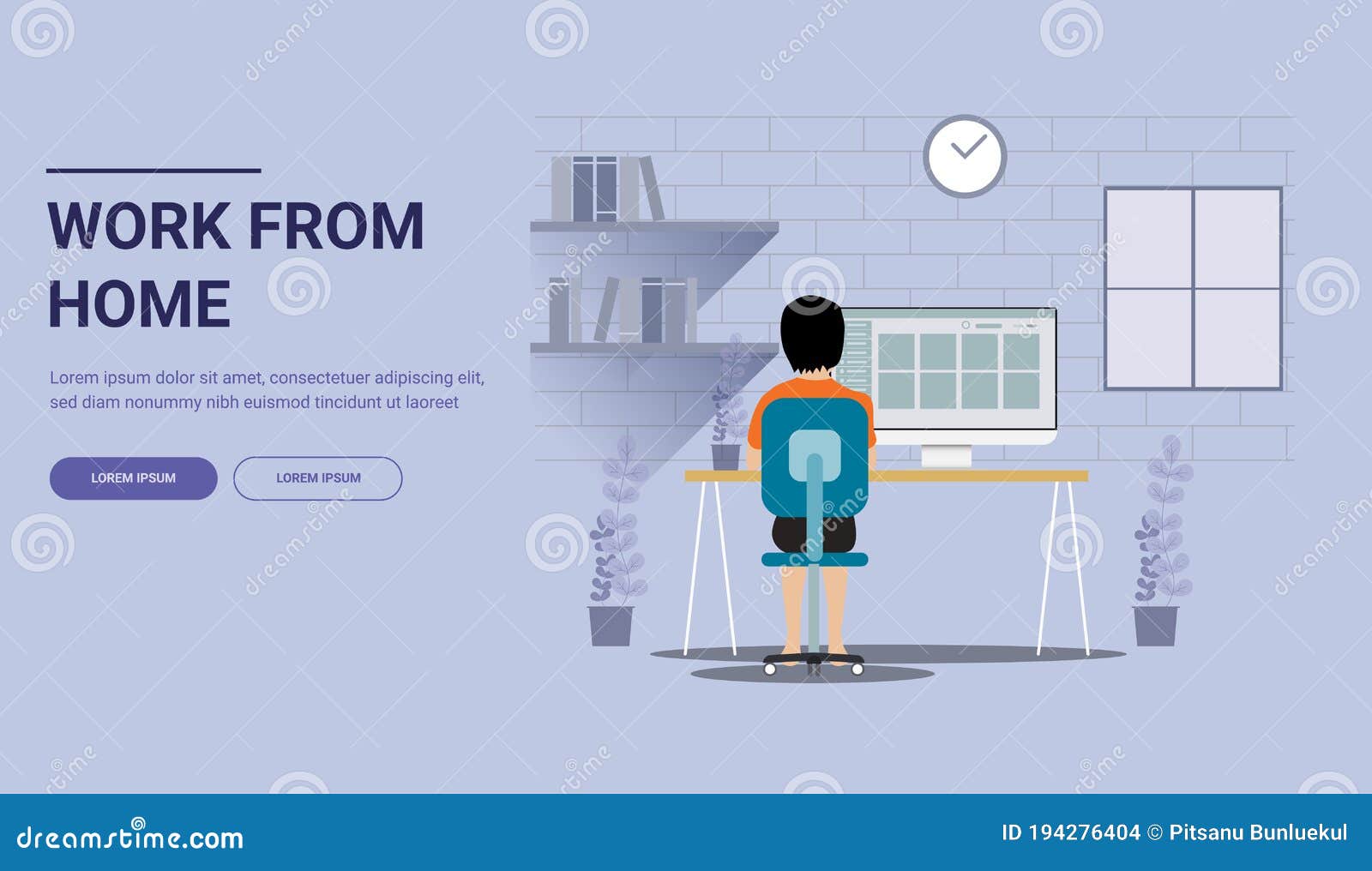 Work from Home Banner for Responsive Website Stock Vector ...