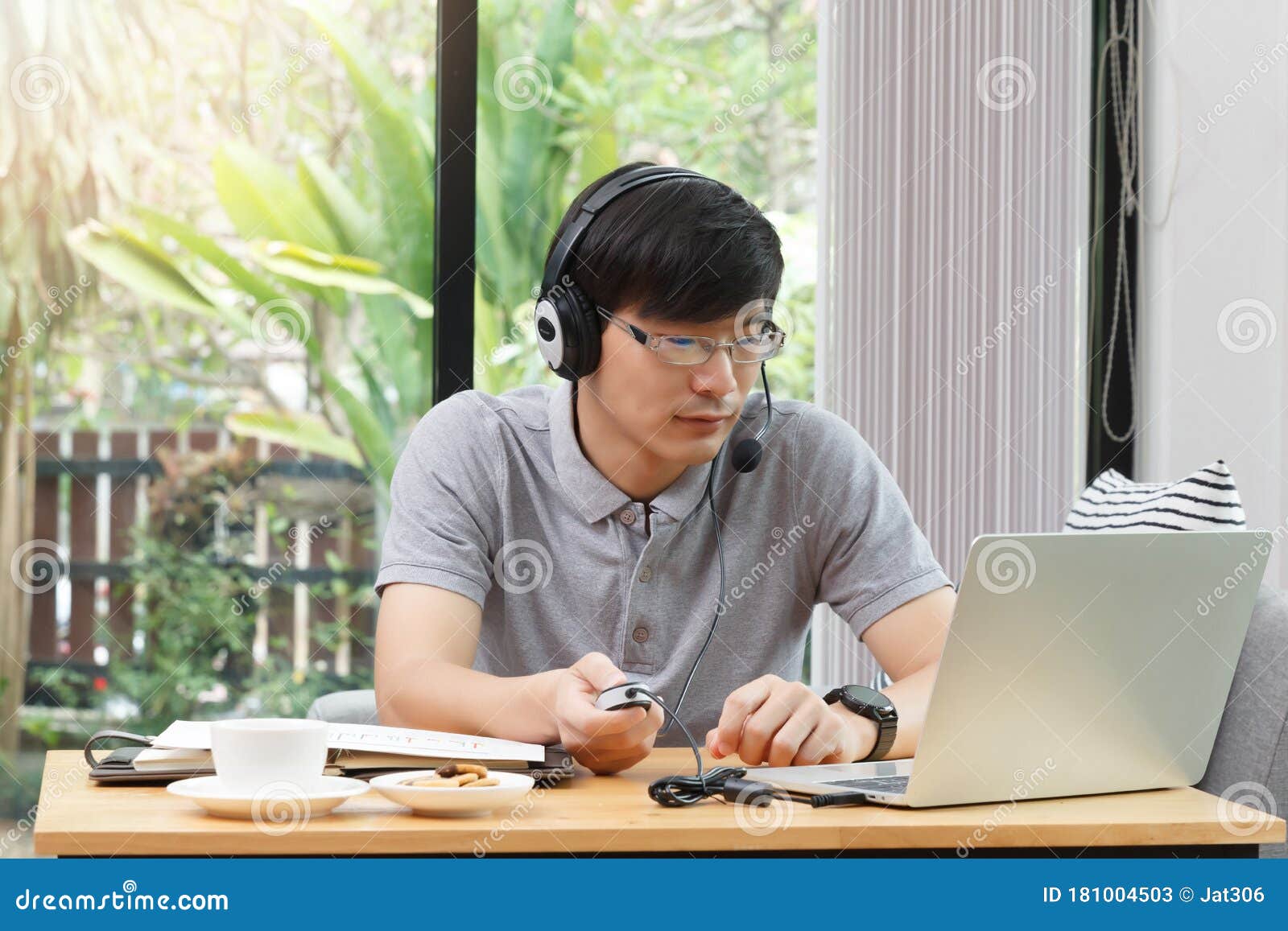 Work from Home,Businessman Working Remotely from Home. Using Computer ...