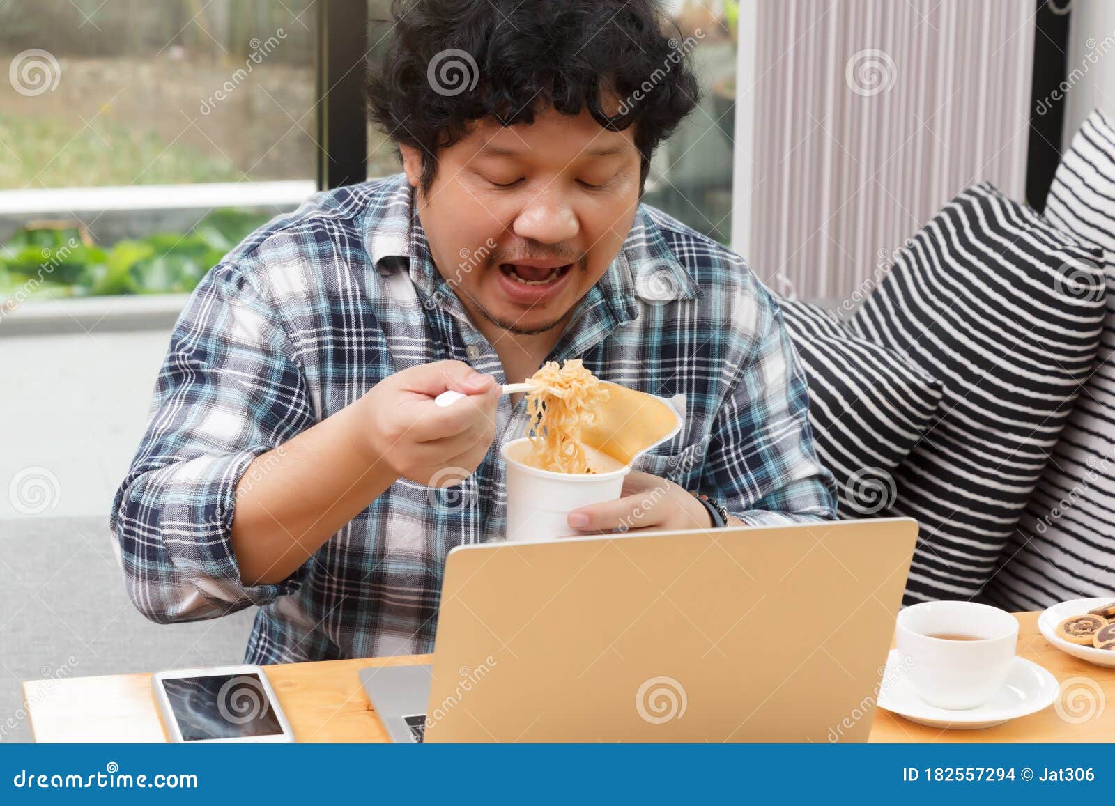 Work from Home,Businessman Working Remotely from Home. Using Computer ...