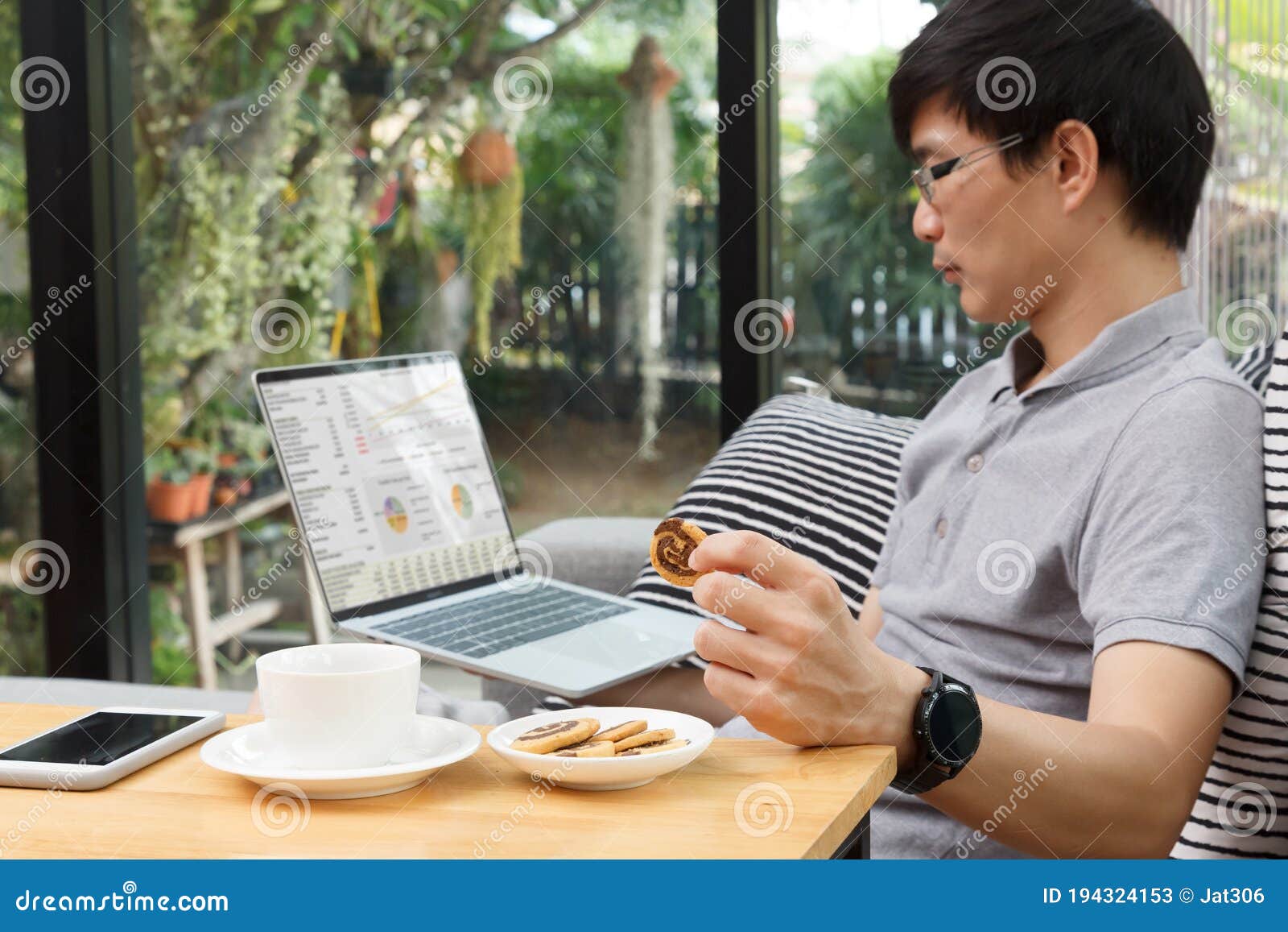 Work from Home,Businessman Working Remotely from Home. Using Computer ...