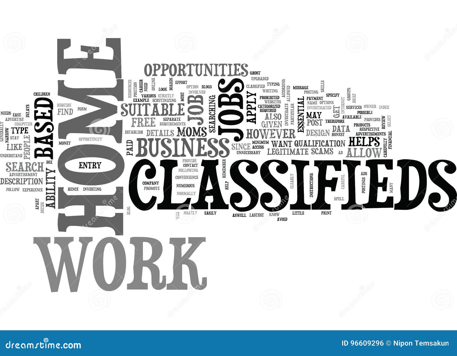 Work at Home Classifieds Word Cloud Stock Illustration - Illustration ...