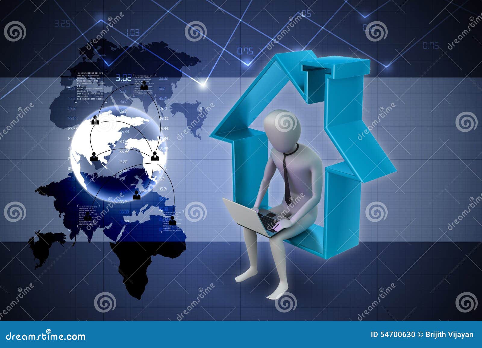 Work at home concept stock illustration. Illustration of digital - 54700630