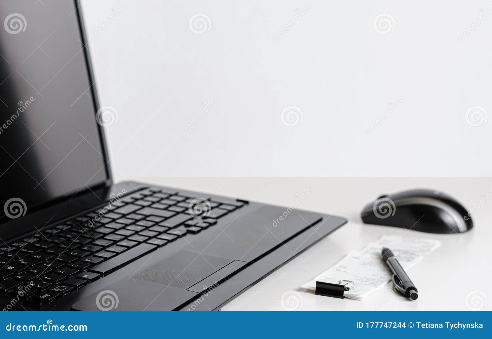 Work from Home Concept. Workplace with Laptop, Computer Mouse and ...