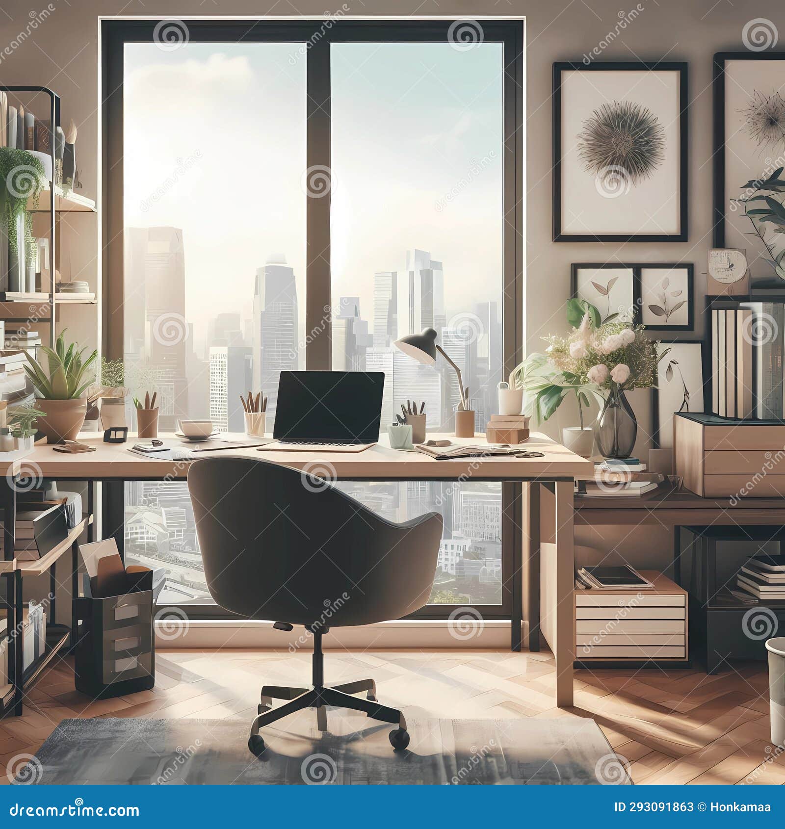 A Work-from-home Environment Stock Illustration - Illustration of ...