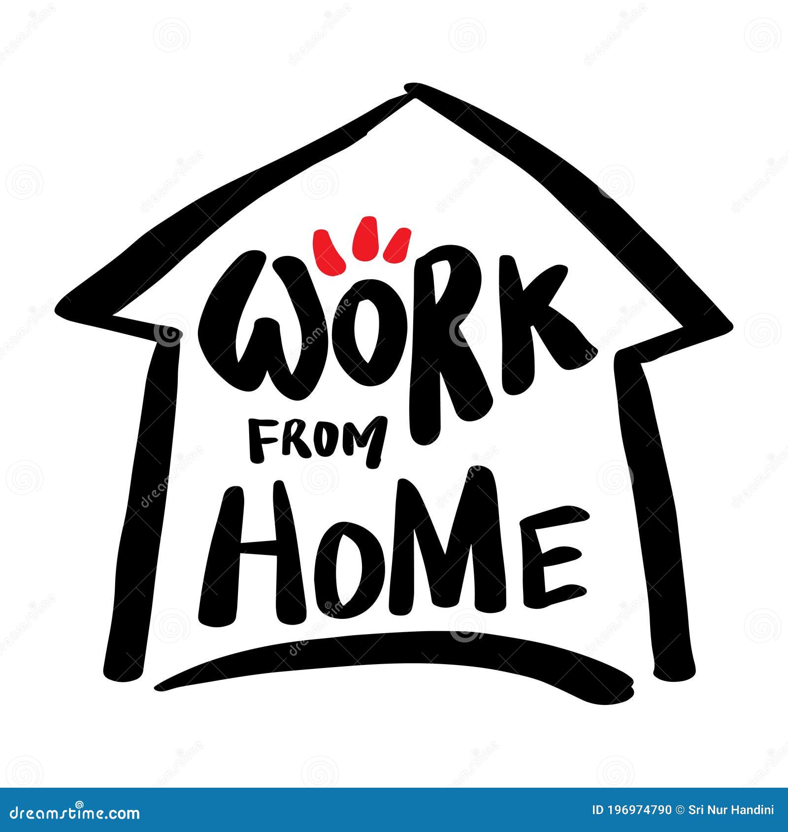 Work from Home. Hand Drawing Stock Vector - Illustration of coronavirus ...