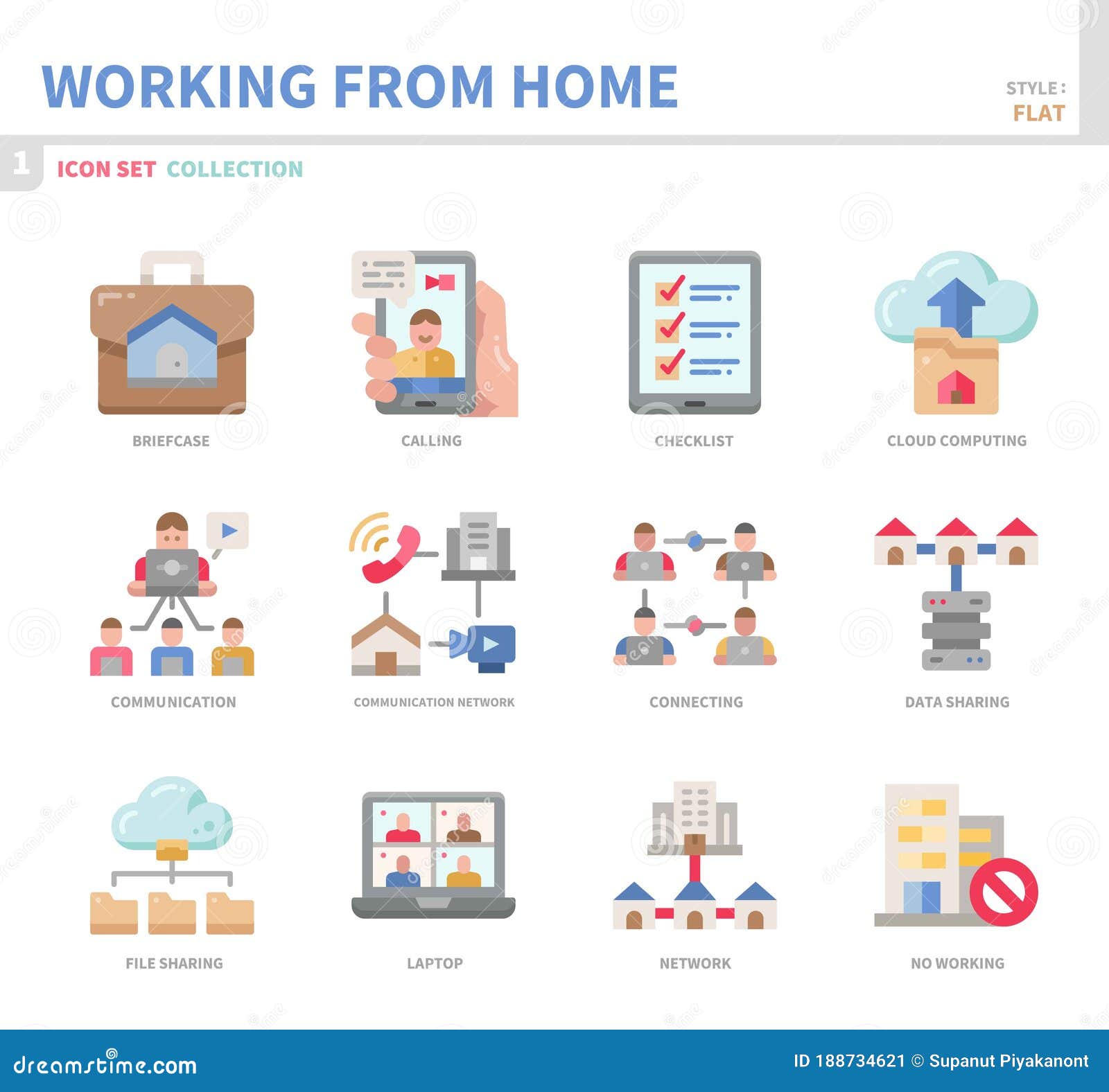 Work from home icon set editorial photo. Illustration of communication ...
