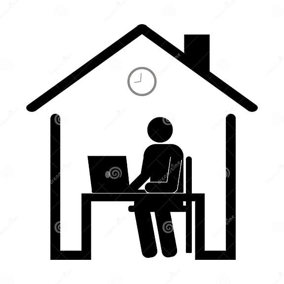 Work from Home Icon Vector, Stay Safe at Home and Working Stock Vector ...
