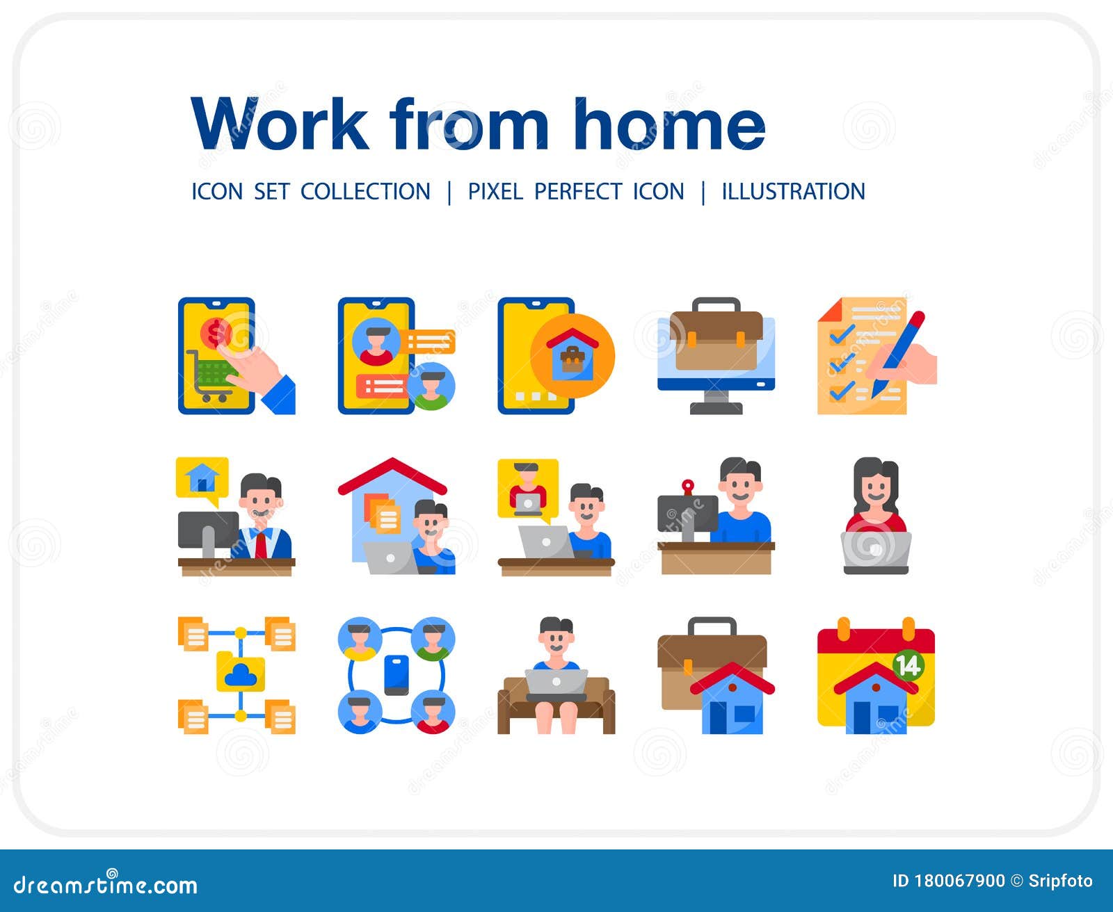 Work from Home Icons Set, Pixel Perfect Icon, Set of Icons for Web and ...