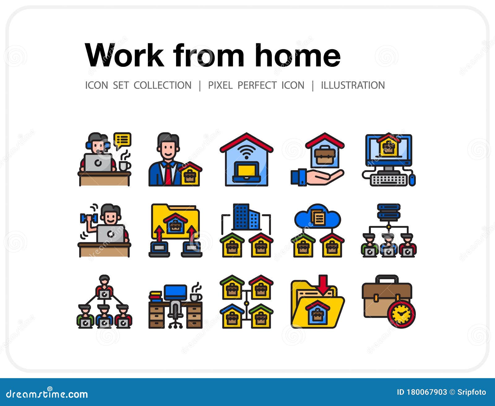 Work from Home Icons Set, Pixel Perfect Icon, Set of Icons for Web and ...