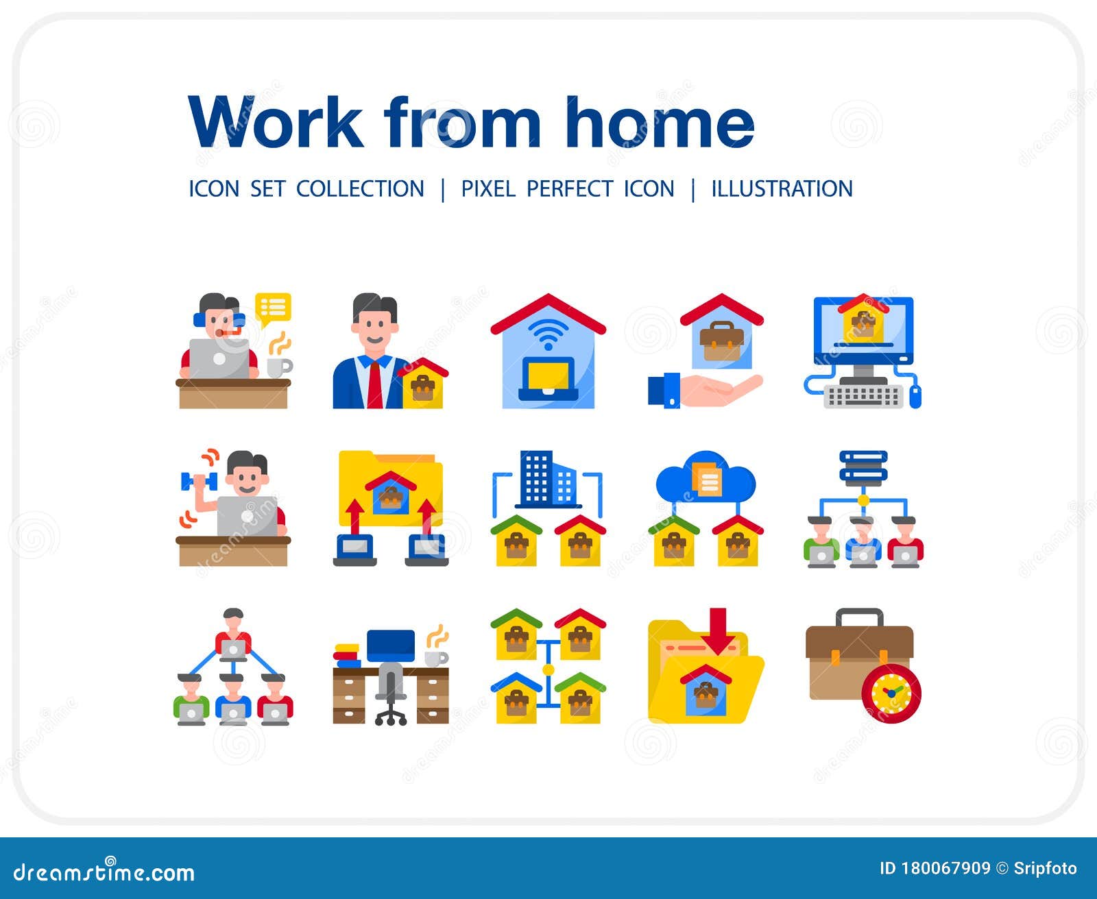 Work from Home Icons Set, Pixel Perfect Icon, Set of Icons for Web and ...