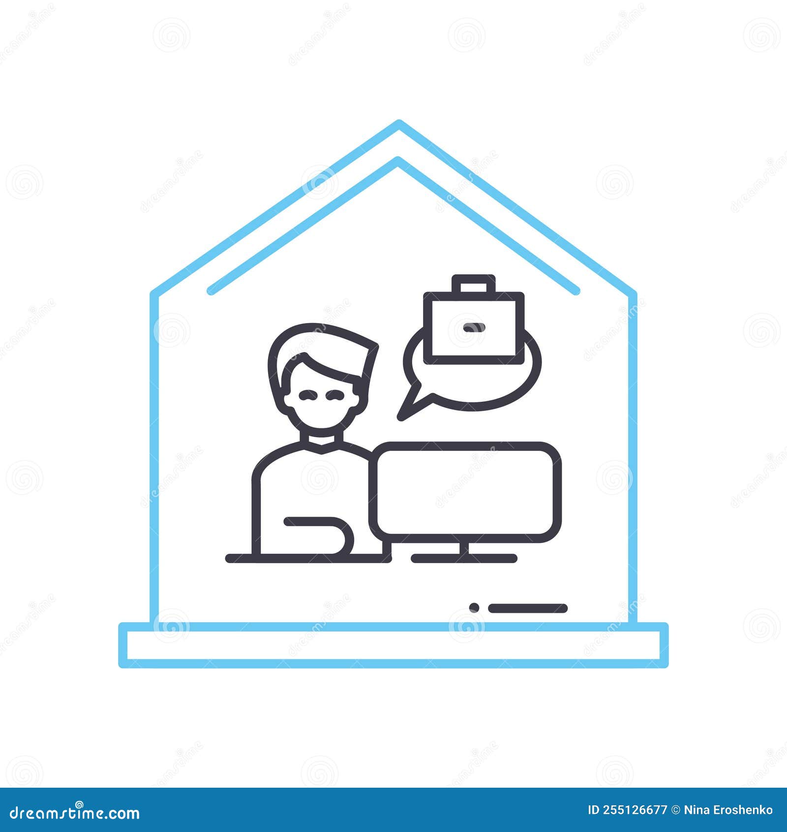 Work from Home Line Icon, Outline Symbol, Vector Illustration, Concept ...