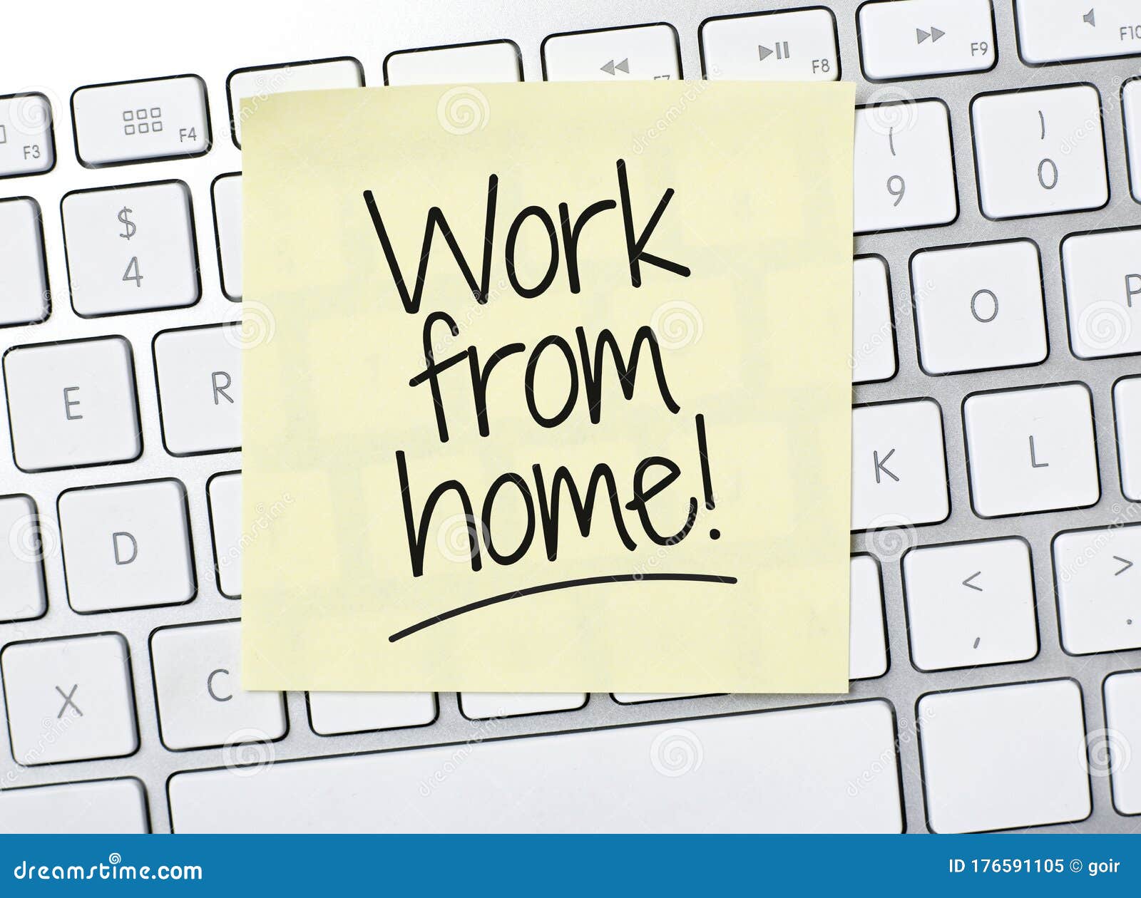 Work from home message stock image. Image of desk, keyboard - 176591105