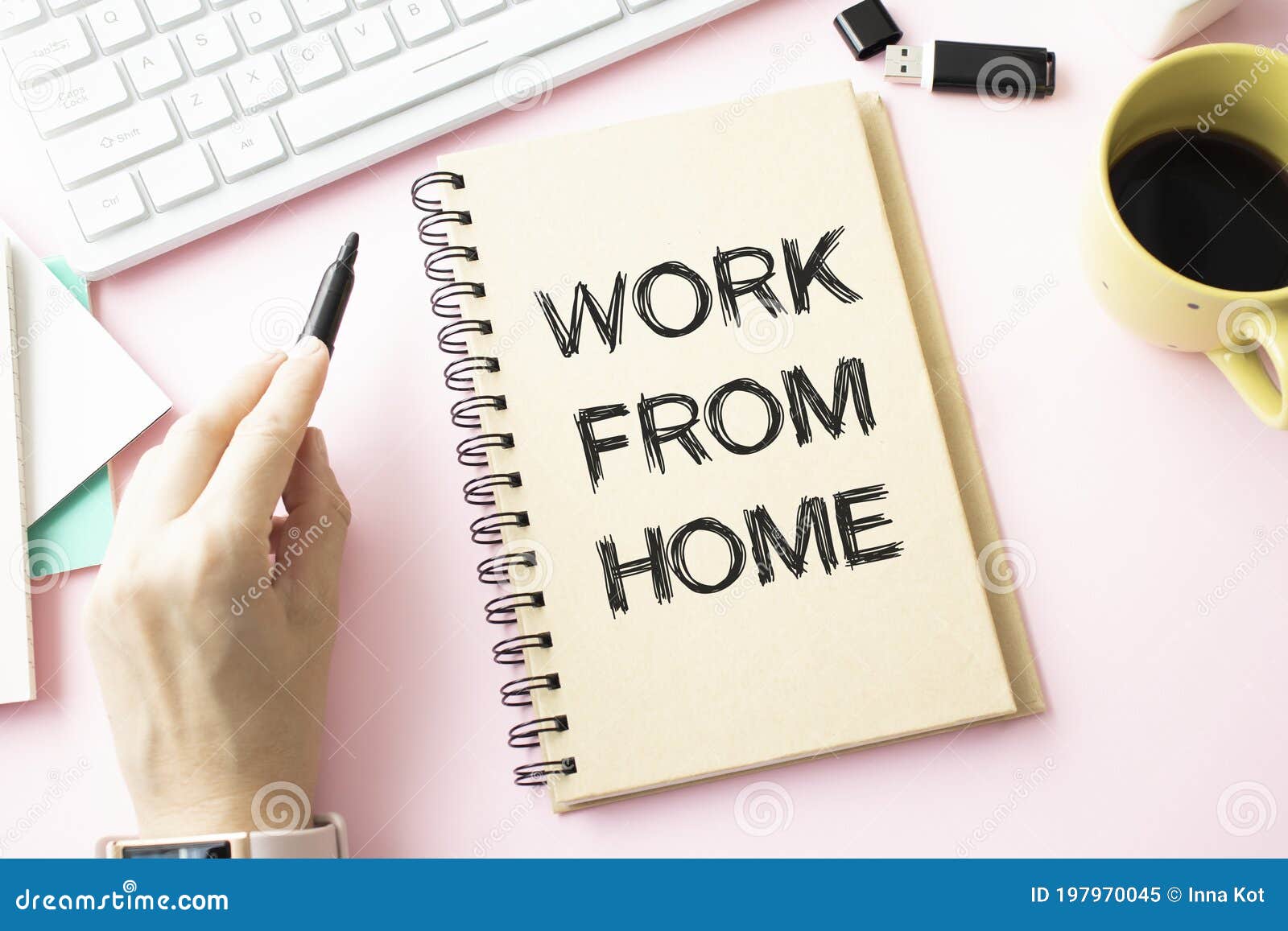 Work from home message stock image. Image of computer - 197970045