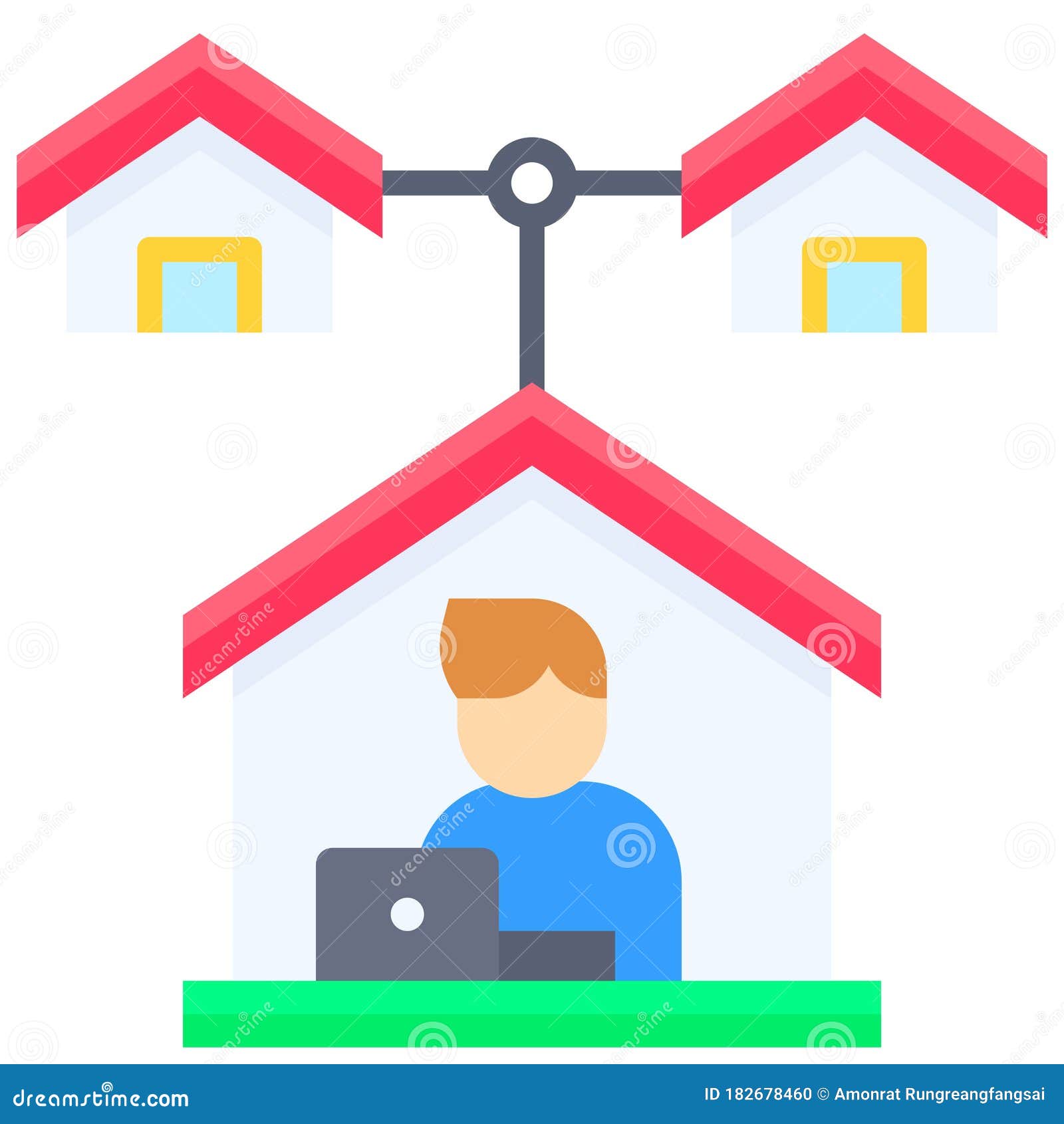 Work from Home with Network Connection Vector Stock Vector ...