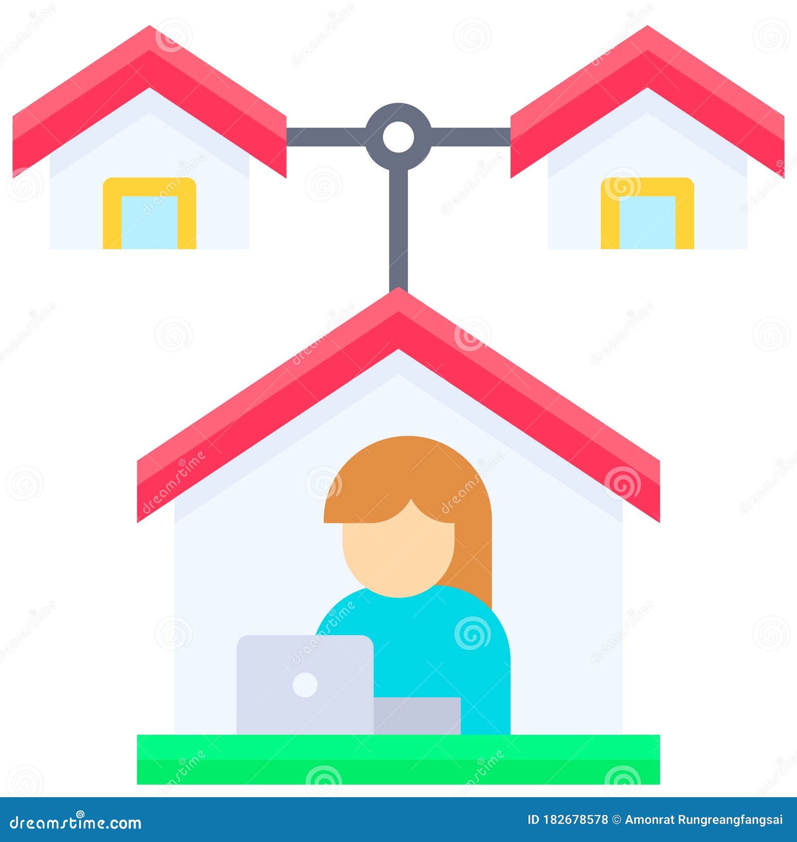 Work from Home with Network Connection Vector Stock Vector ...