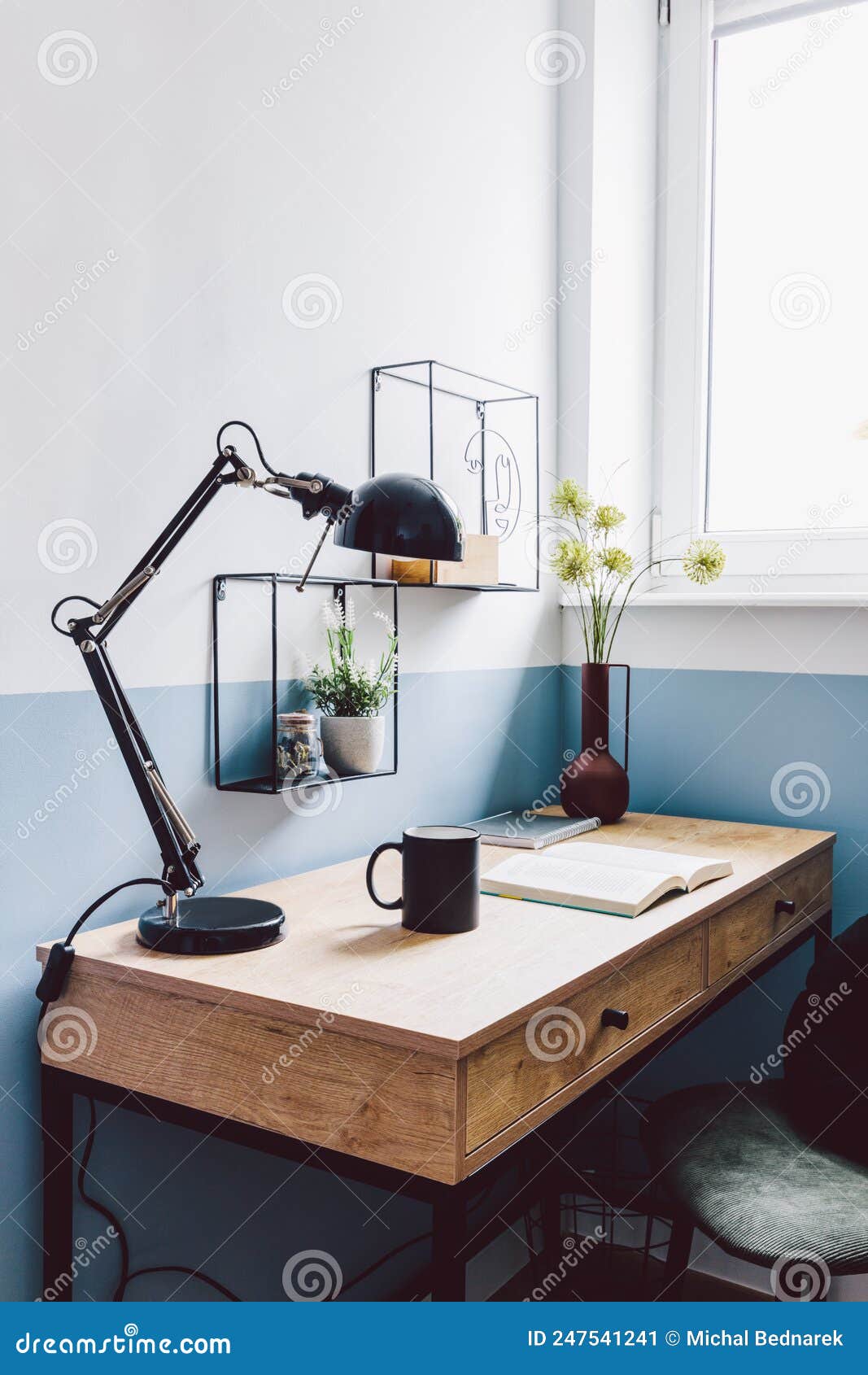 Work at Home Office, Modern Simple Desk Stock Image - Image of ...