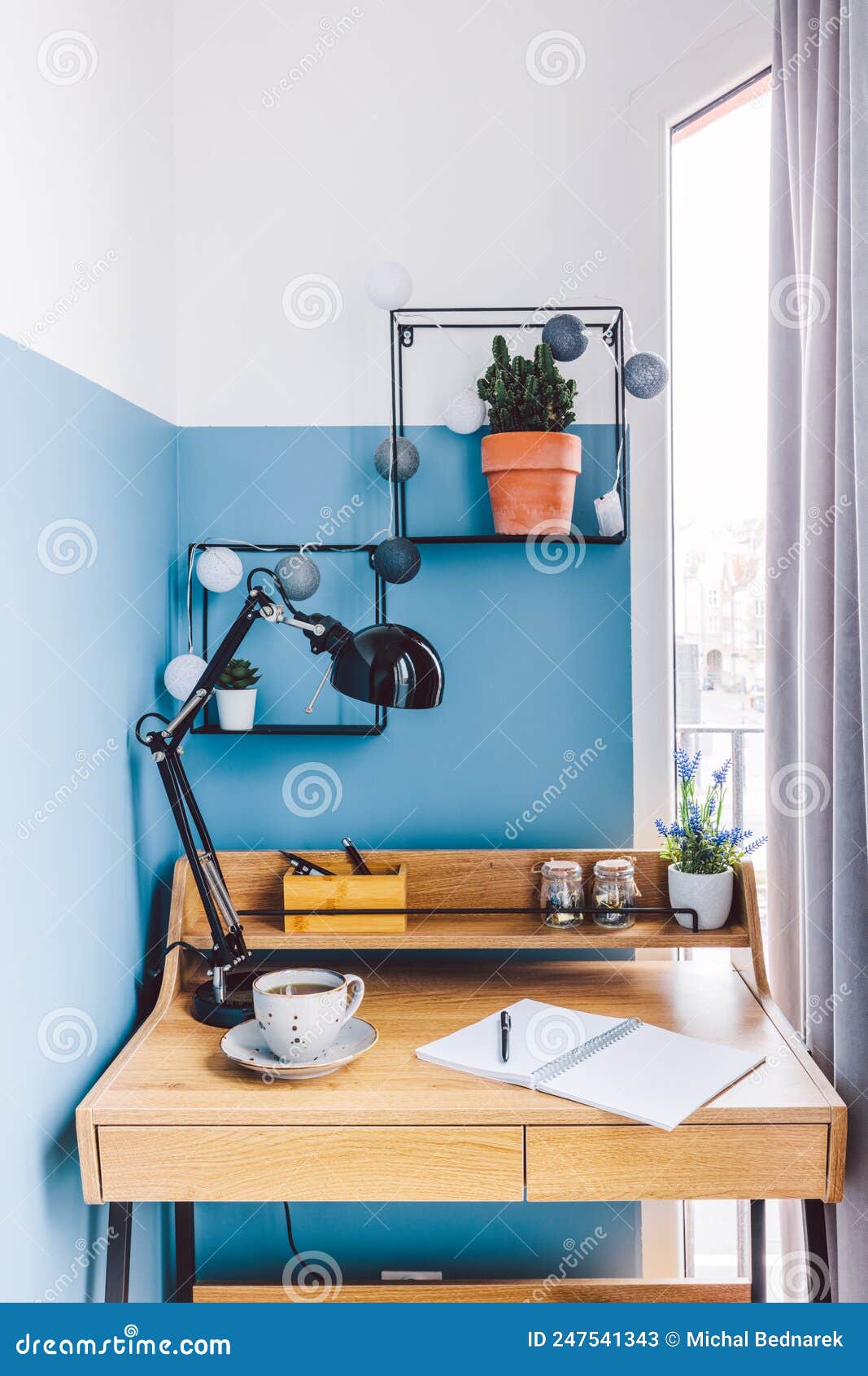 Work at Home Office, Modern Simple Desk Stock Image - Image of ...