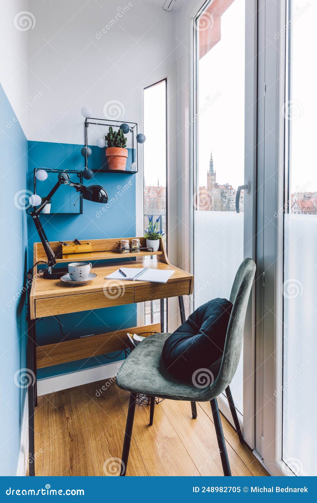 Work at Home Office, Modern Simple Desk Stock Image - Image of ...