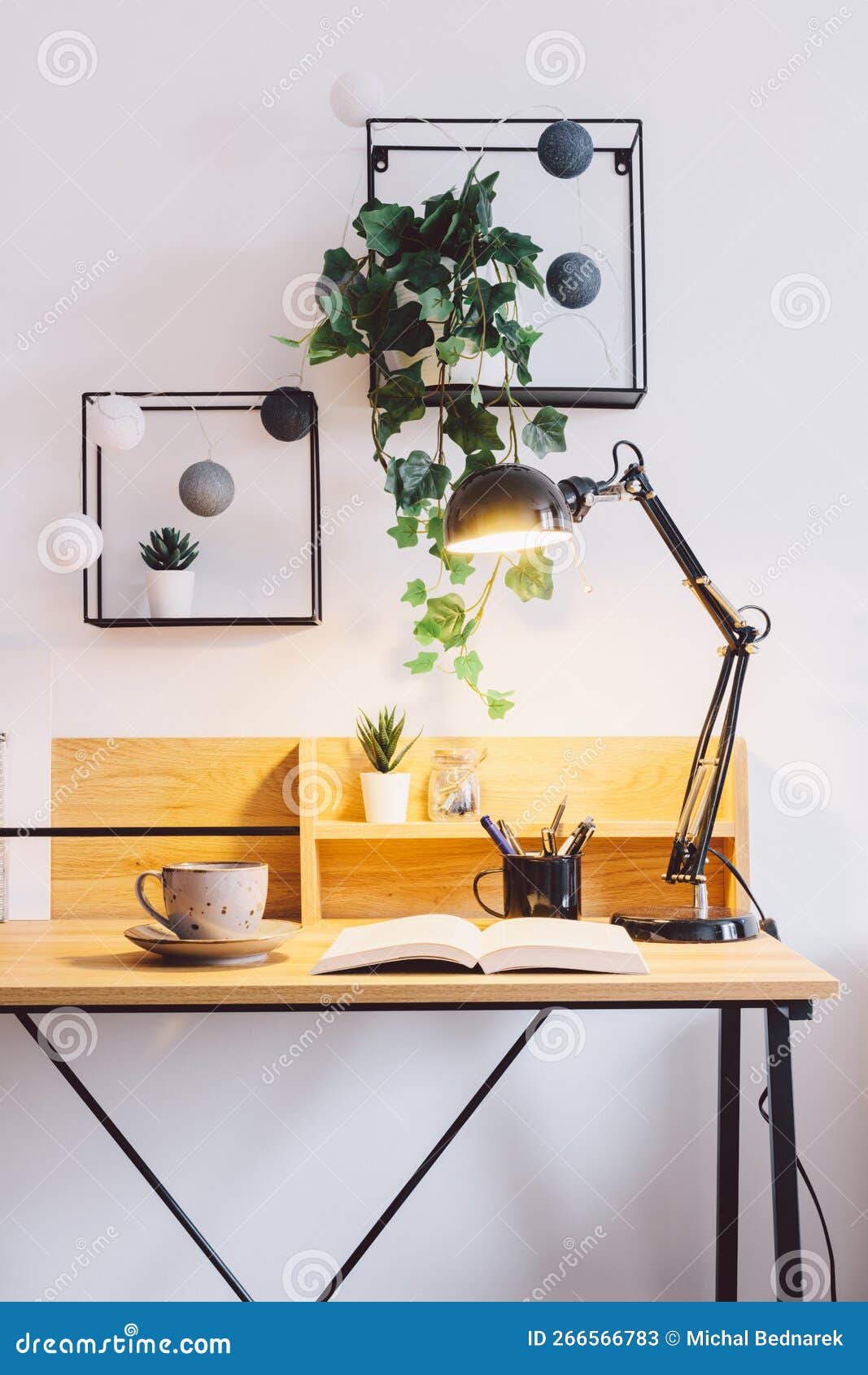 Work at Home Office, Modern Simple Desk Stock Image - Image of ...