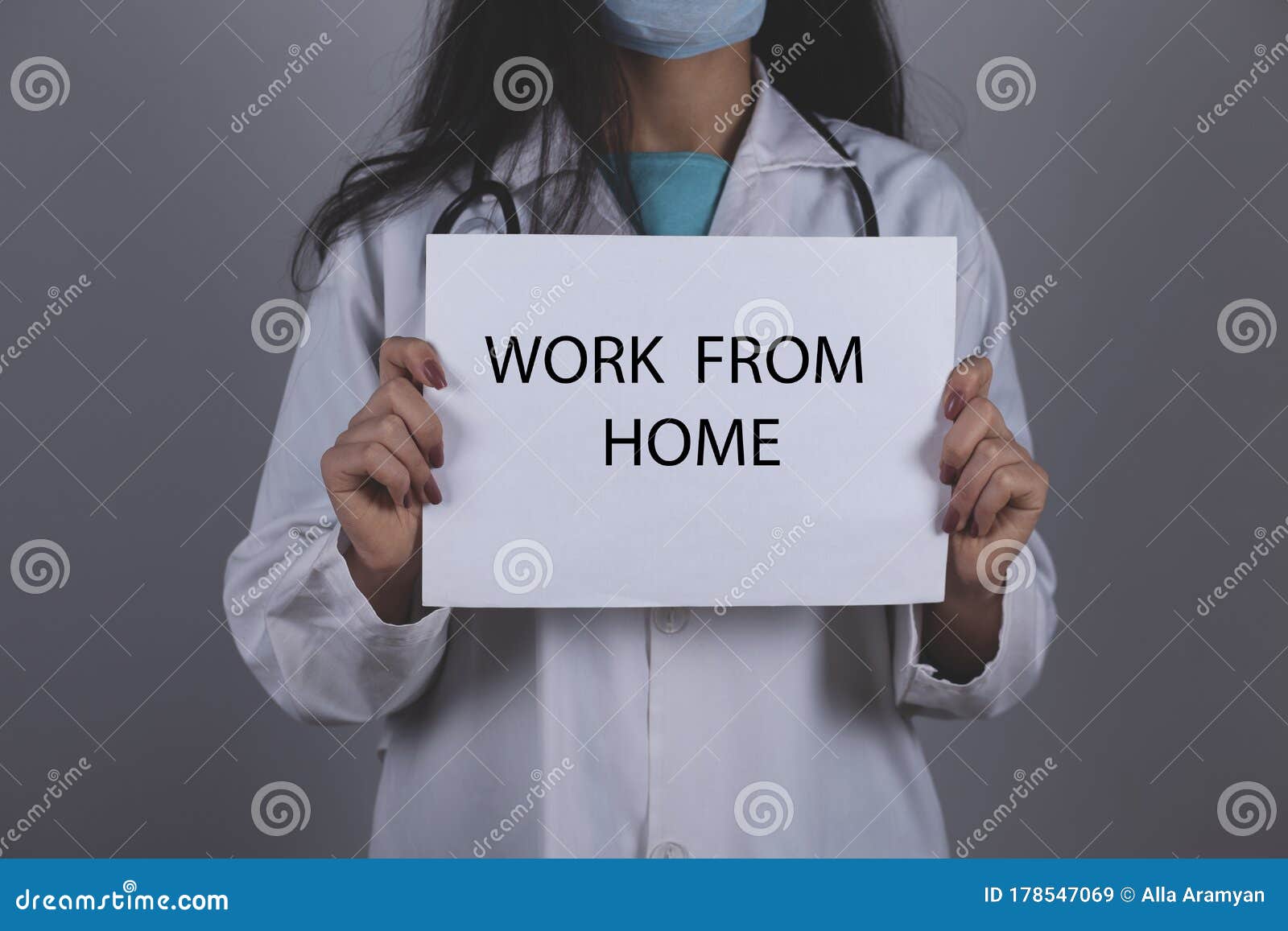 Work from Home on Paper Doctor Hand Stock Image - Image of white, holds ...