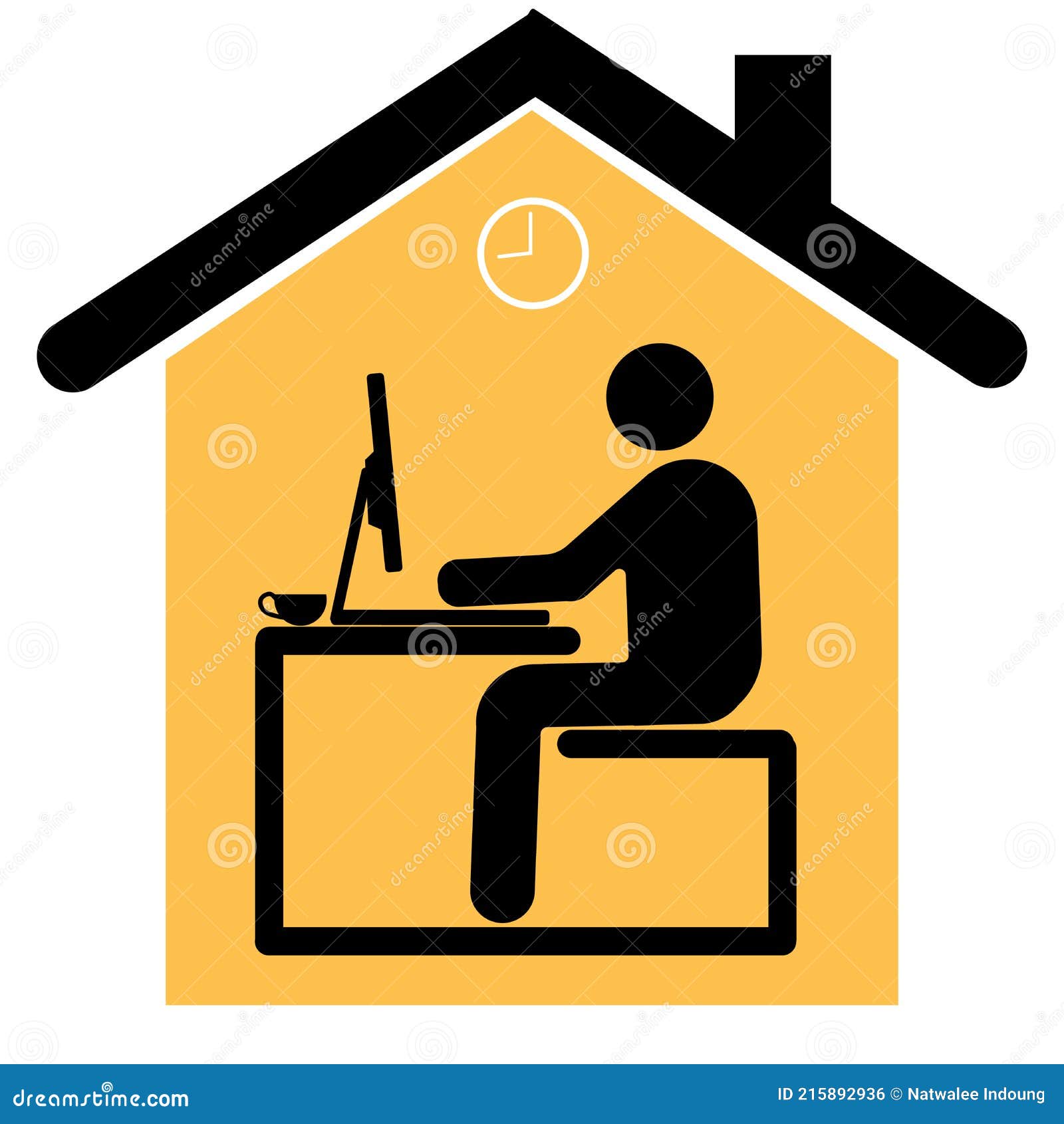 Work from Home. Professional Working on Computer at Home Stock Vector ...