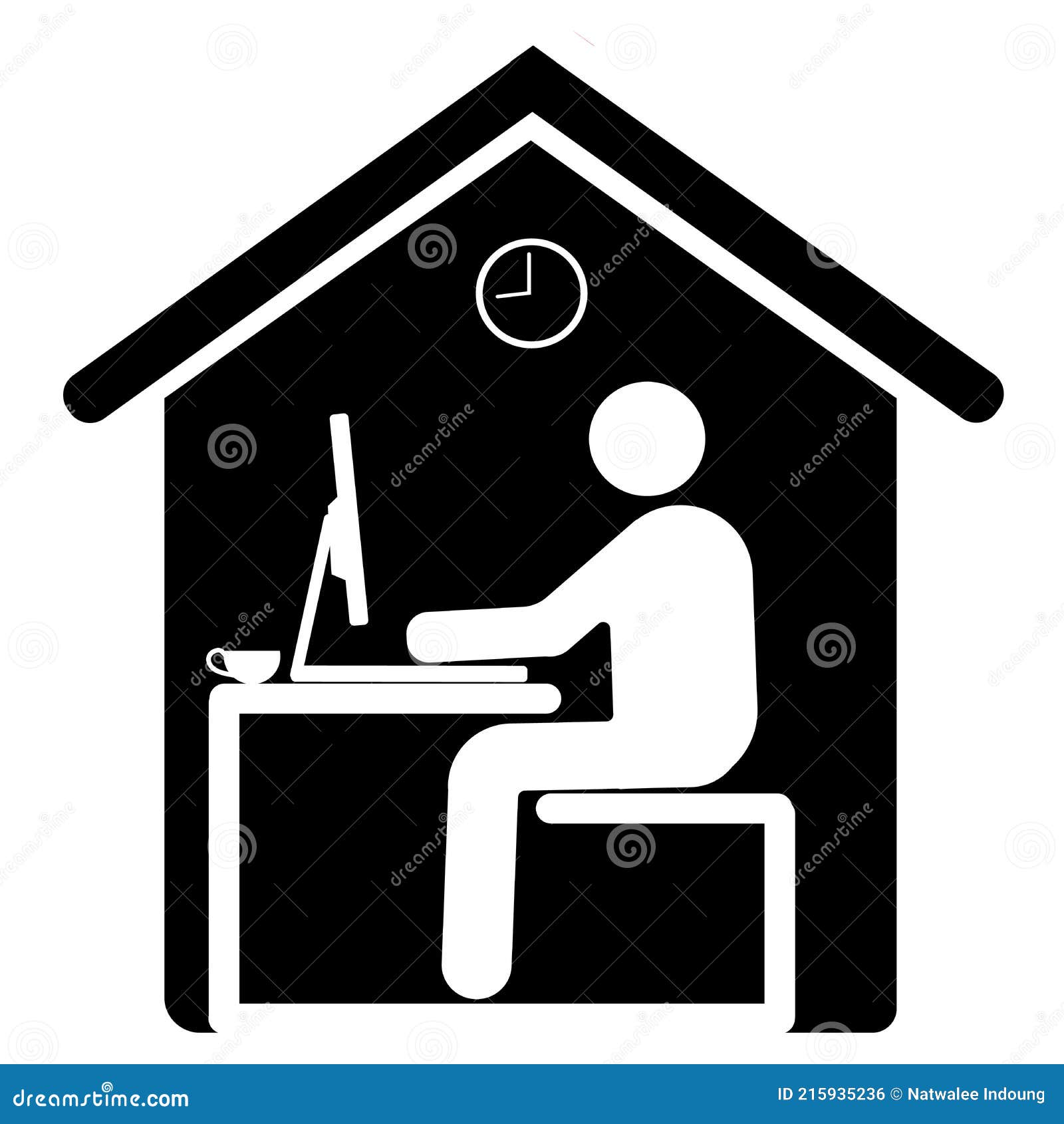 Work from Home. Professional Working on Computer at Home Stock Vector ...