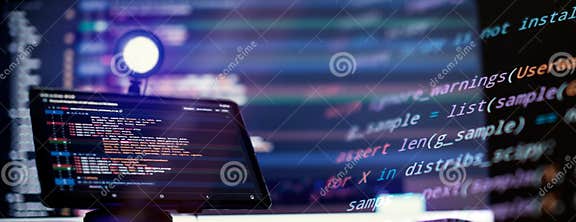Work From Home Programmer Coding Code On Notebook Screen At Home 5305