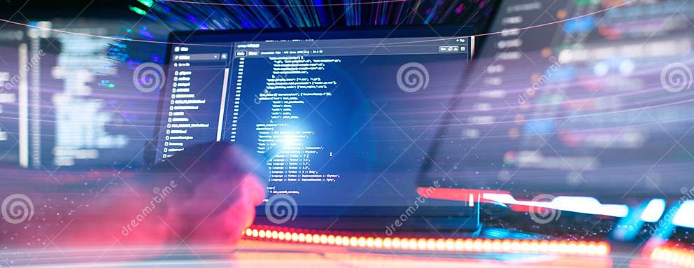Work From Home Programmer Coding Code On Notebook Screen At Home 5265