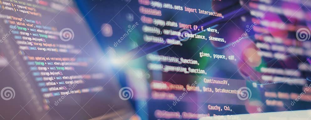 Work From Home Programmer Coding Code On Notebook Screen At Home